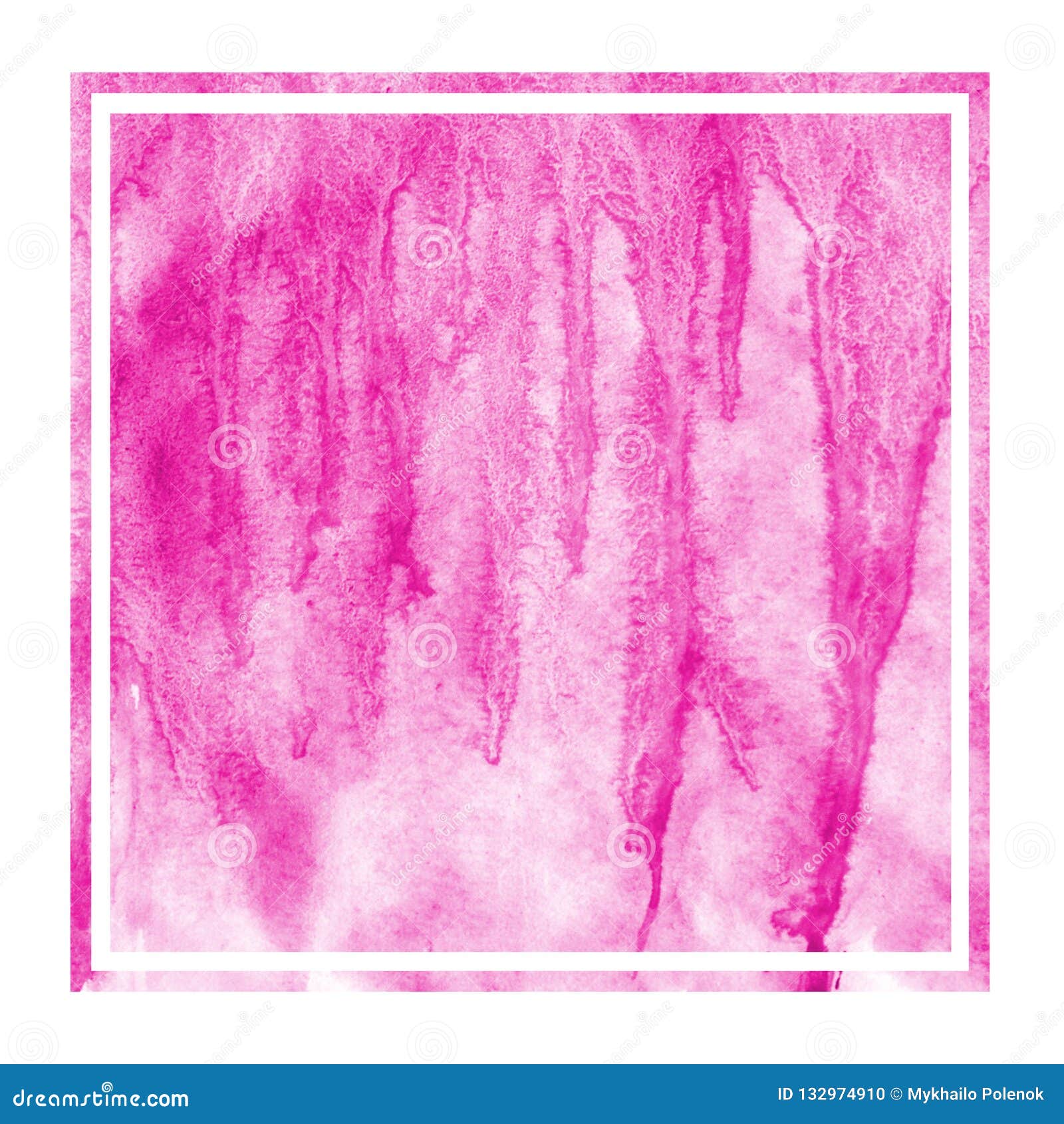 Pink Hand Drawn Watercolor Rectangular Frame Background Texture with ...