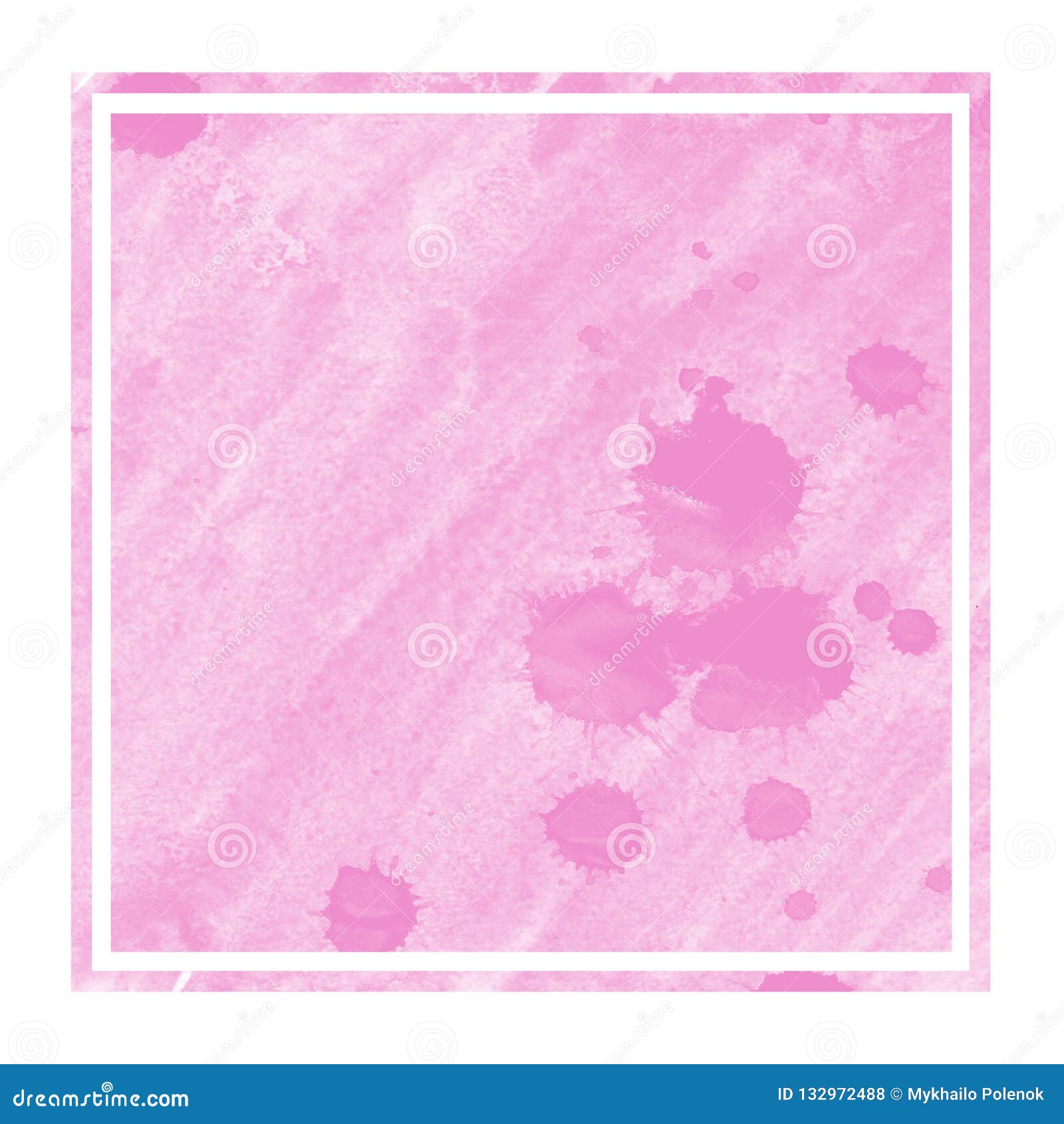 Pink Hand Drawn Watercolor Rectangular Frame Background Texture with ...