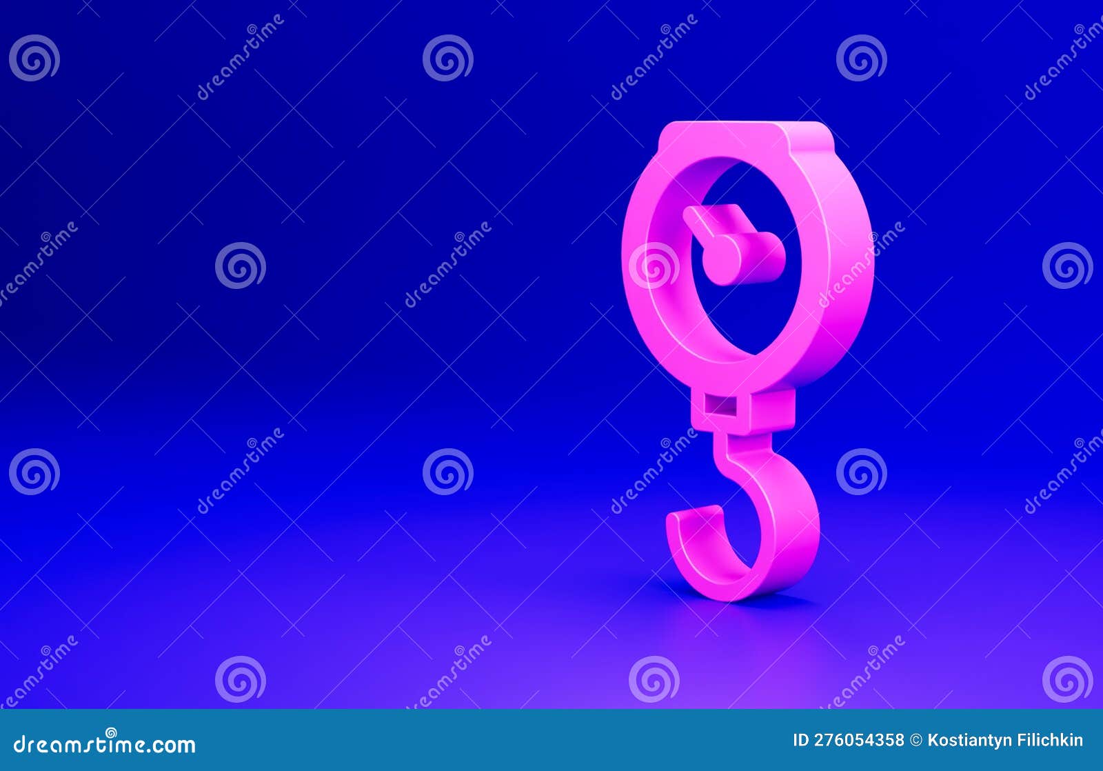 Pink Hand Scale Spring Mechanical Icon Isolated on Blue Background ...