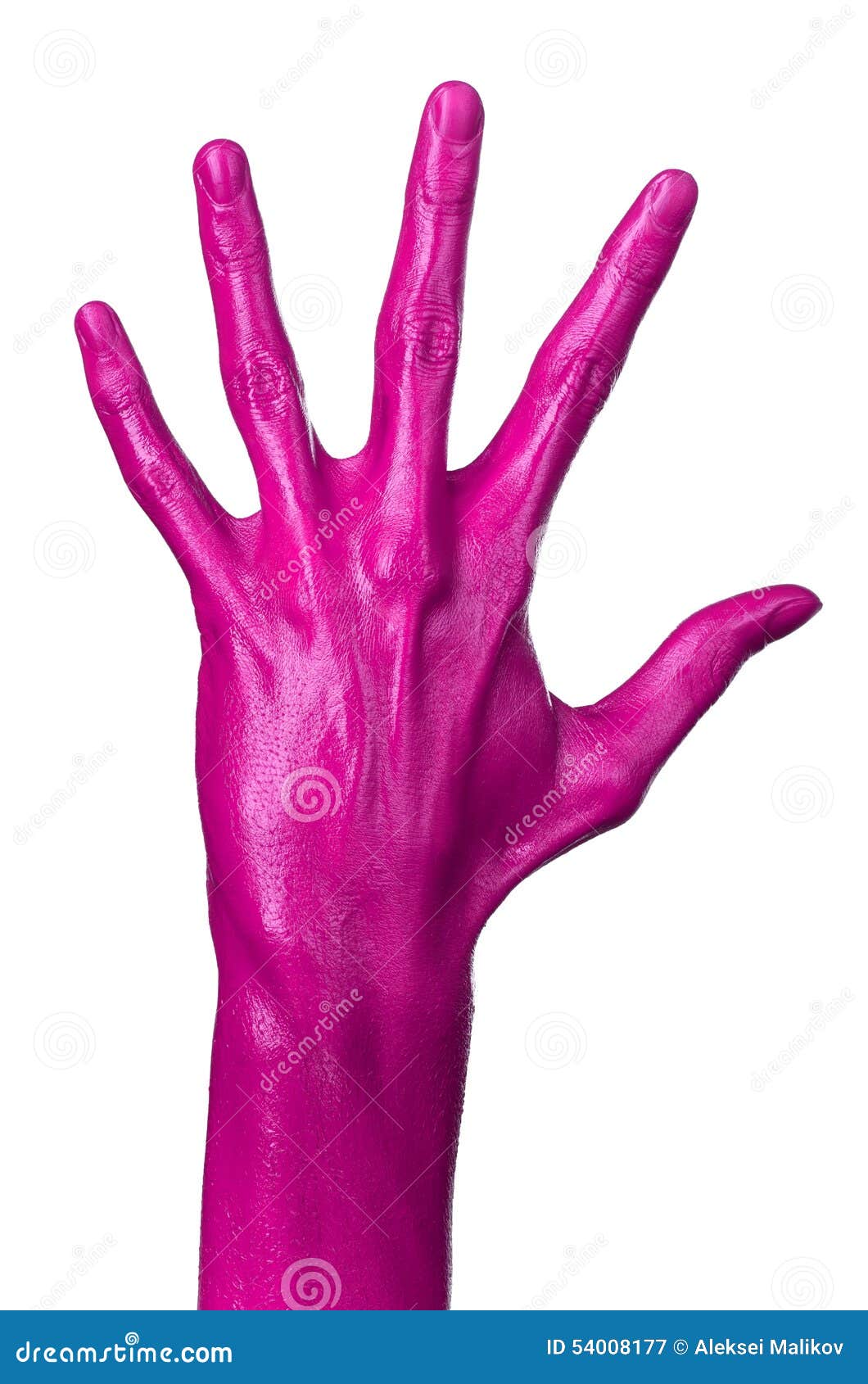 Pink Hand on White Background, Isolated, Paint Stock Image - Image of ...