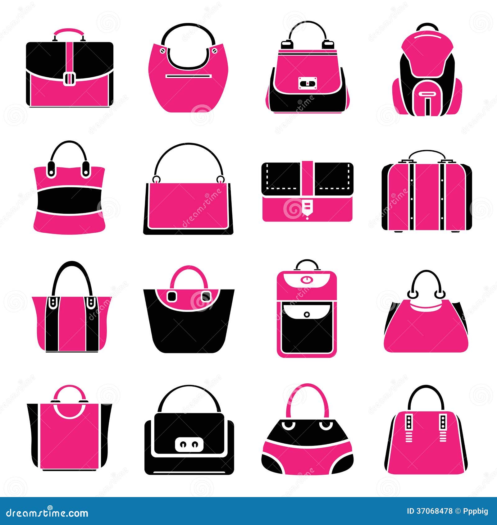 Pink handbag icons stock illustration. Illustration of casual - 37068478