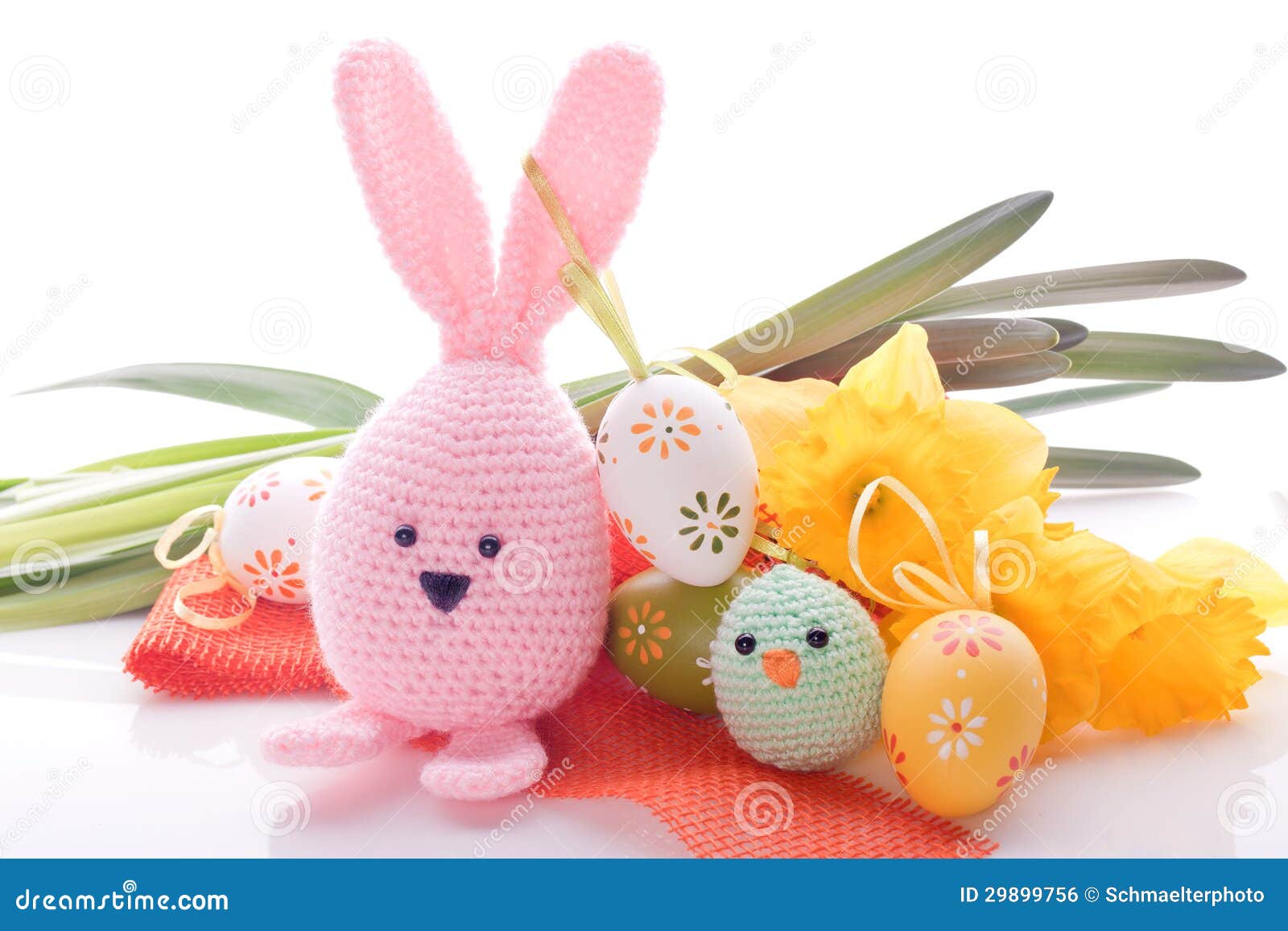 Bunny with Easter Eggs and Spring Flowers Stock Photo - Image of easter ...