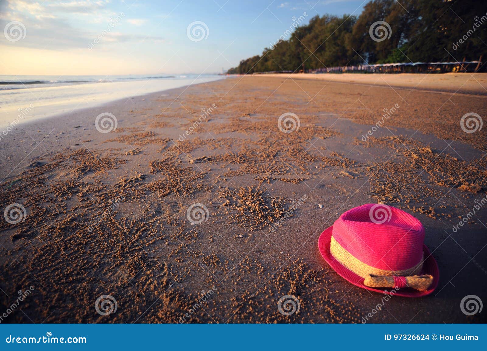 Pink hat on beach stock photo. Image of chaam, relax - 97326624