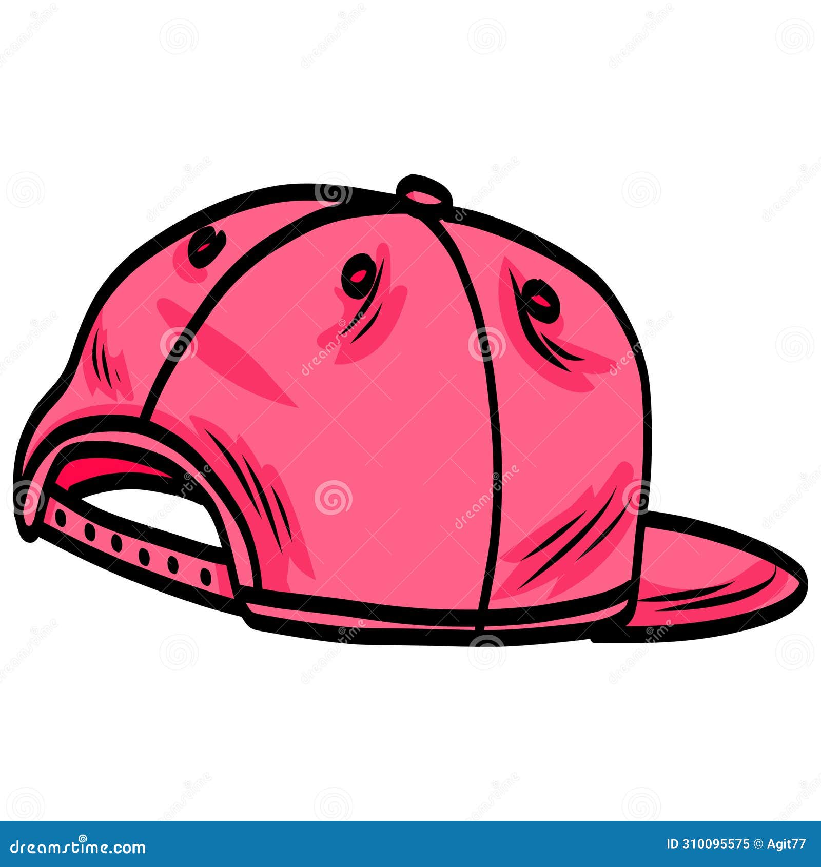 Pink Hat Snapback Cap Backward Doodle Drawing Vector Illustration ...