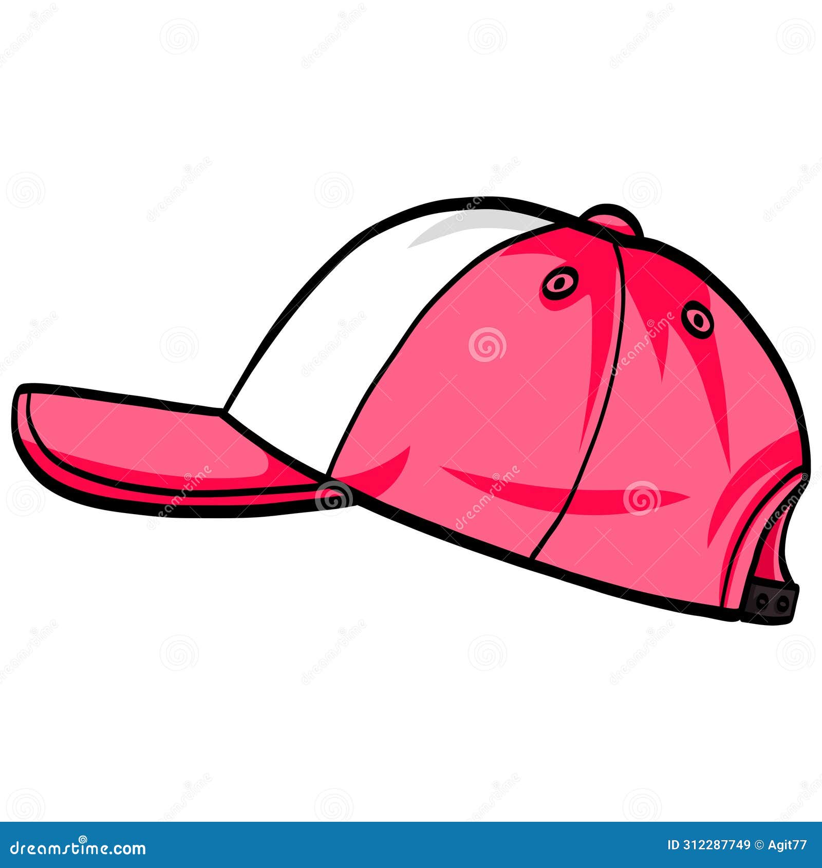 Pink Hat Snapback Cap Backward Doodle Drawing Vector Illustration ...