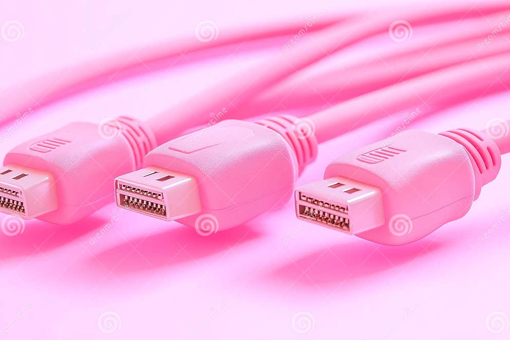 Pink HDMI Cables with Glowing Tips Symbolizing Secure Data Transfer ...