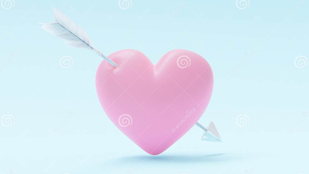 Pink Heart and Arrow on Blue Background. Stock Illustration ...