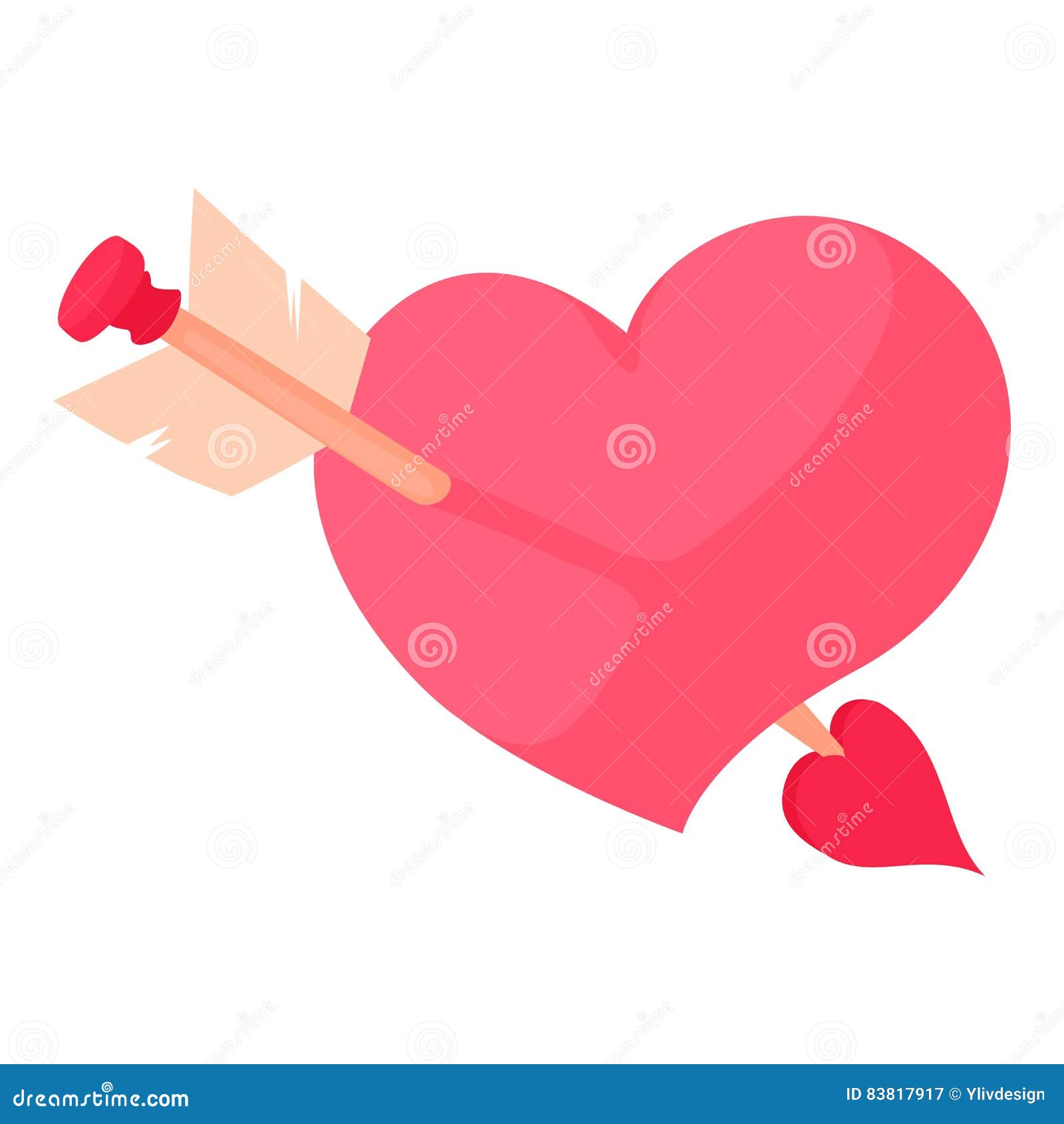 Pink Heart with Arrow Icon, Cartoon Style Stock Vector - Illustration ...