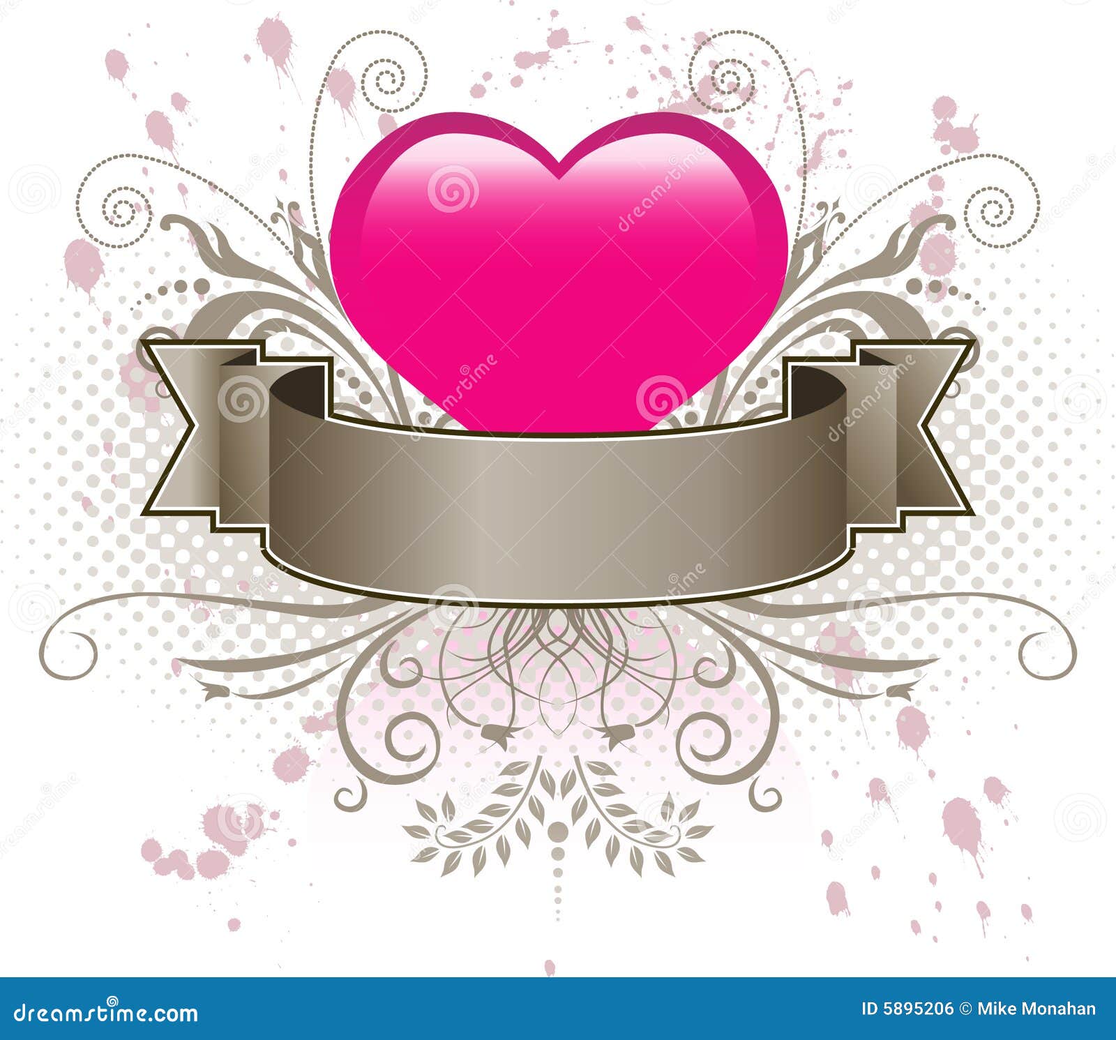 Pink heart and banner stock vector. Illustration of rendering - 5895206