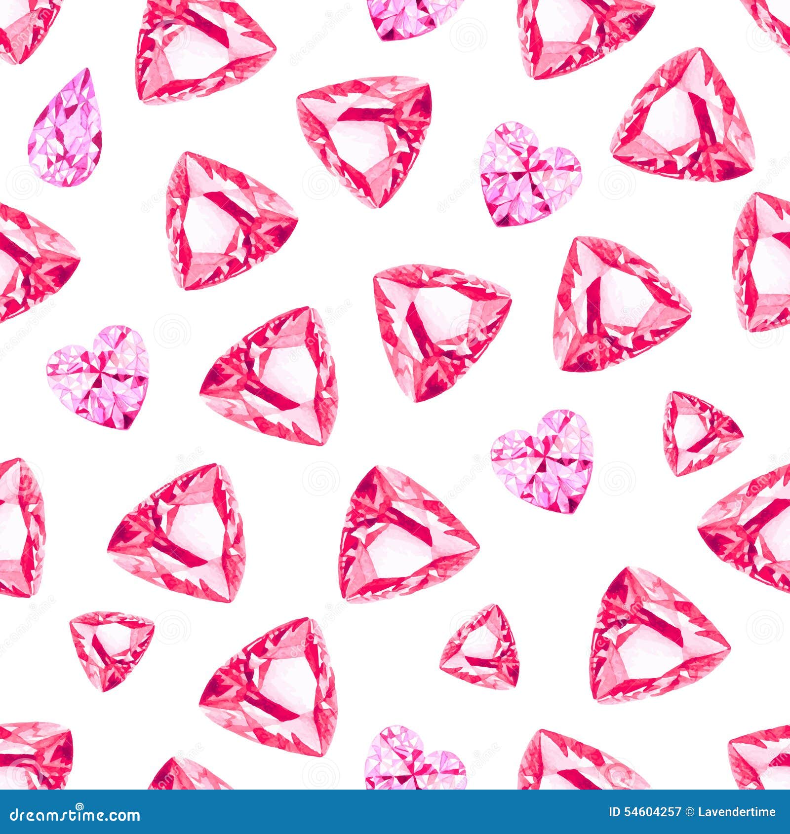 Pink Heart Diamonds and Ruby Seamless Vector Pattern Stock Vector ...
