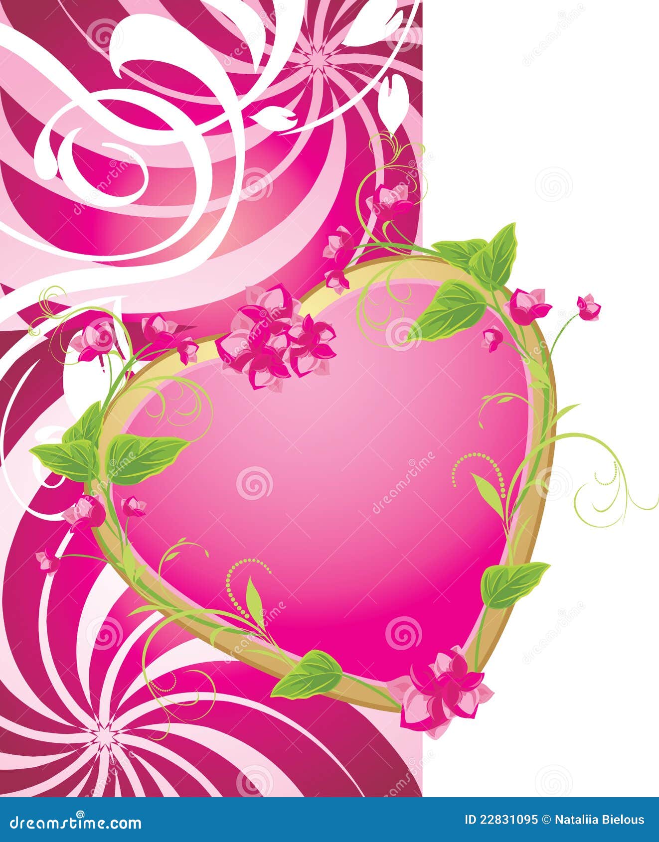 Pink Heart with Flowers. Valentines Card Stock Vector - Illustration of ...