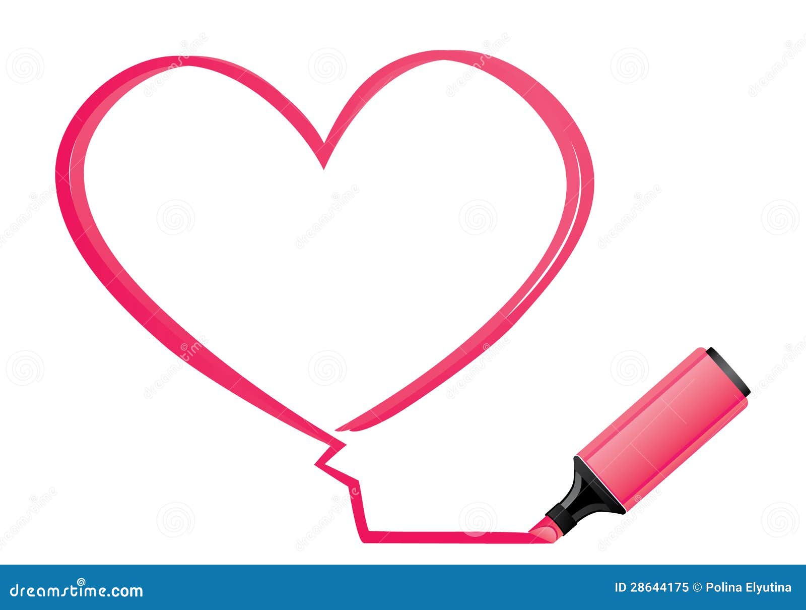 Pink heart and highlighter stock vector. Illustration of line - 28644175