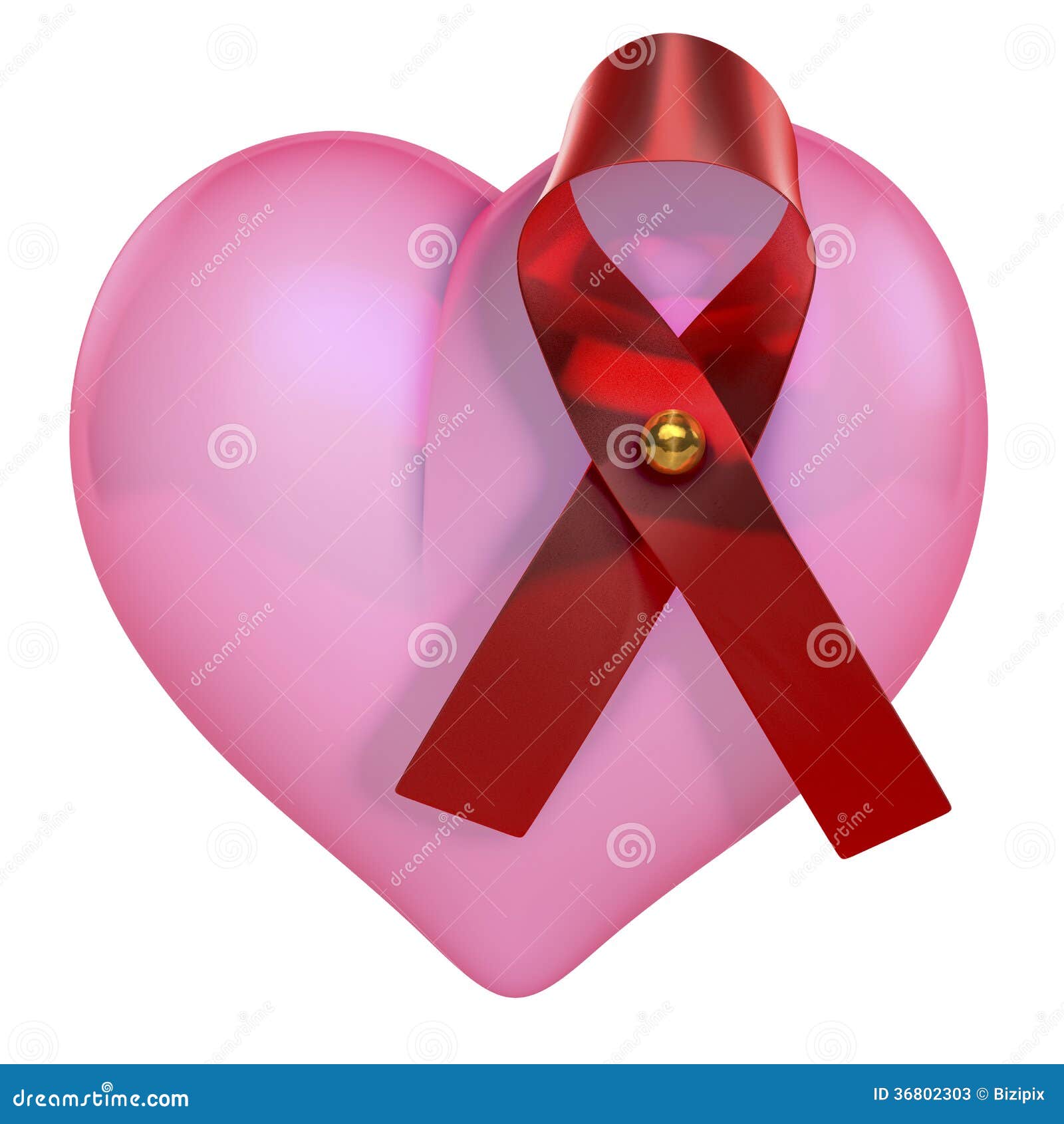 Pink Heart with Hiv Bow, Aids Bow Stock Illustration - Illustration of ...