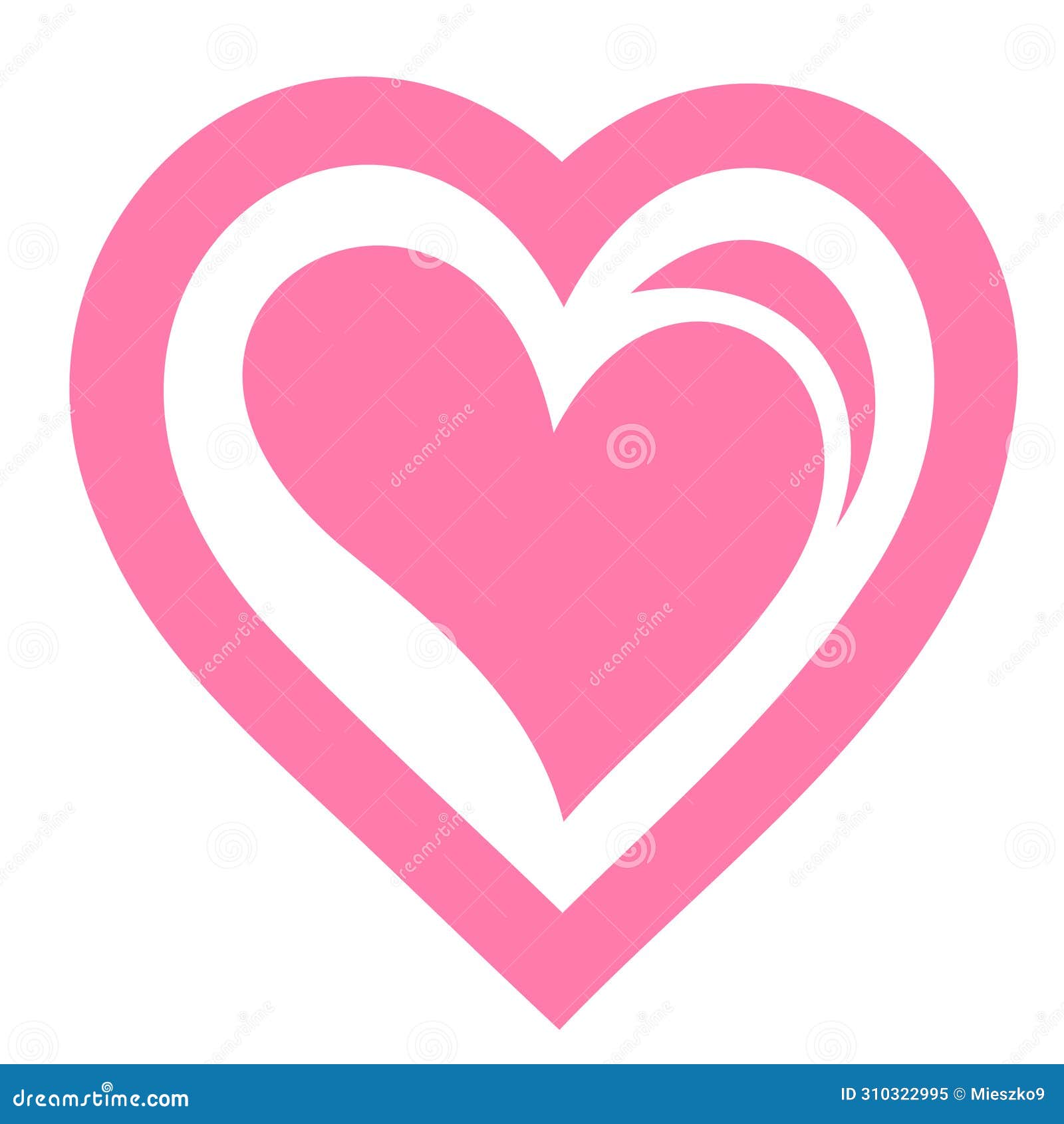Pink Heart Icon on White Background. Flat Style Stock Illustration ...