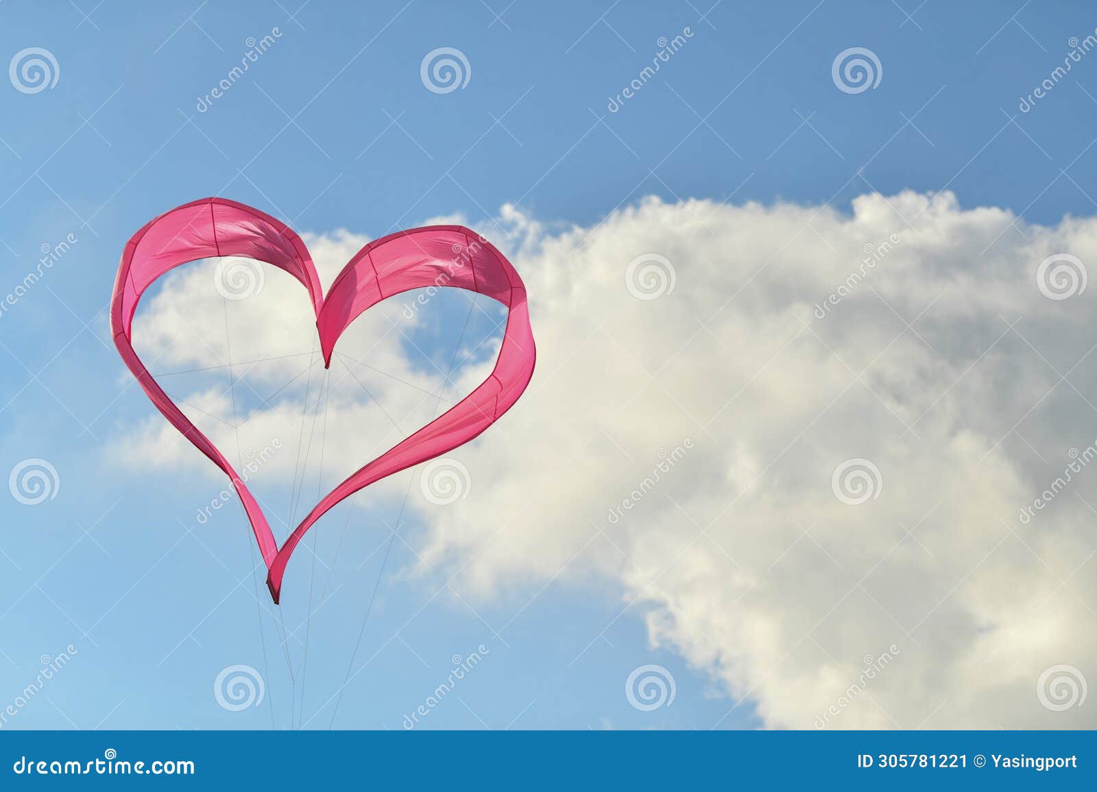 Pink Heart Kite is Flying in the Wind Stock Image - Image of flutter ...