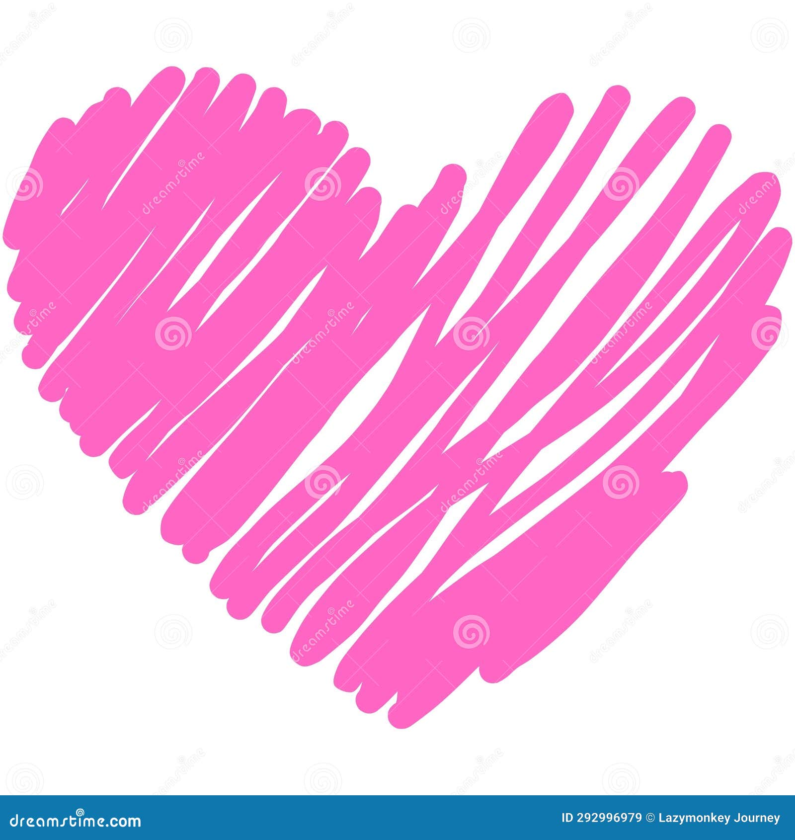 Pink Color Heart Line Art Doodle Stock Illustration - Illustration of ...
