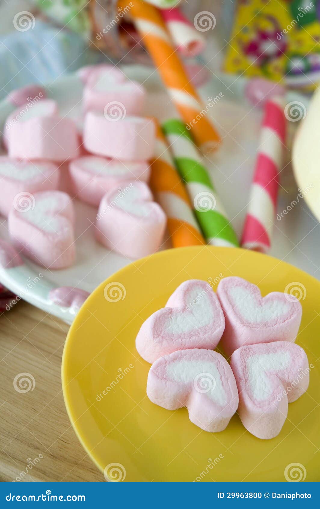 Marshmallow On Yellow Plate Stock Photo - Image of marshmallow ...