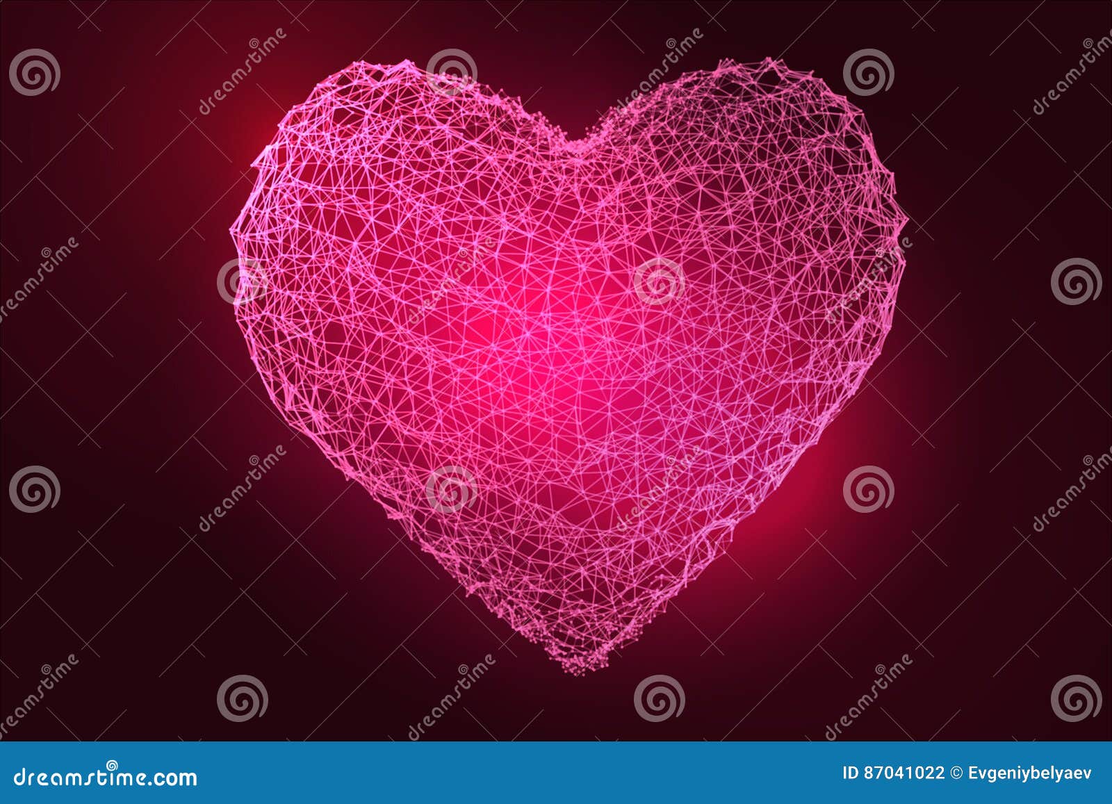 Pink Heart of the Mesh on a Dark Background. Vector Illustration Stock ...