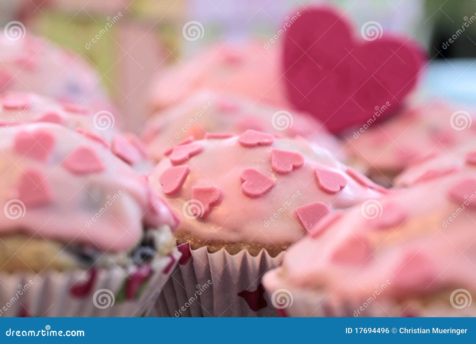 Pink Heart Muffins stock photo. Image of present, candy - 17694496