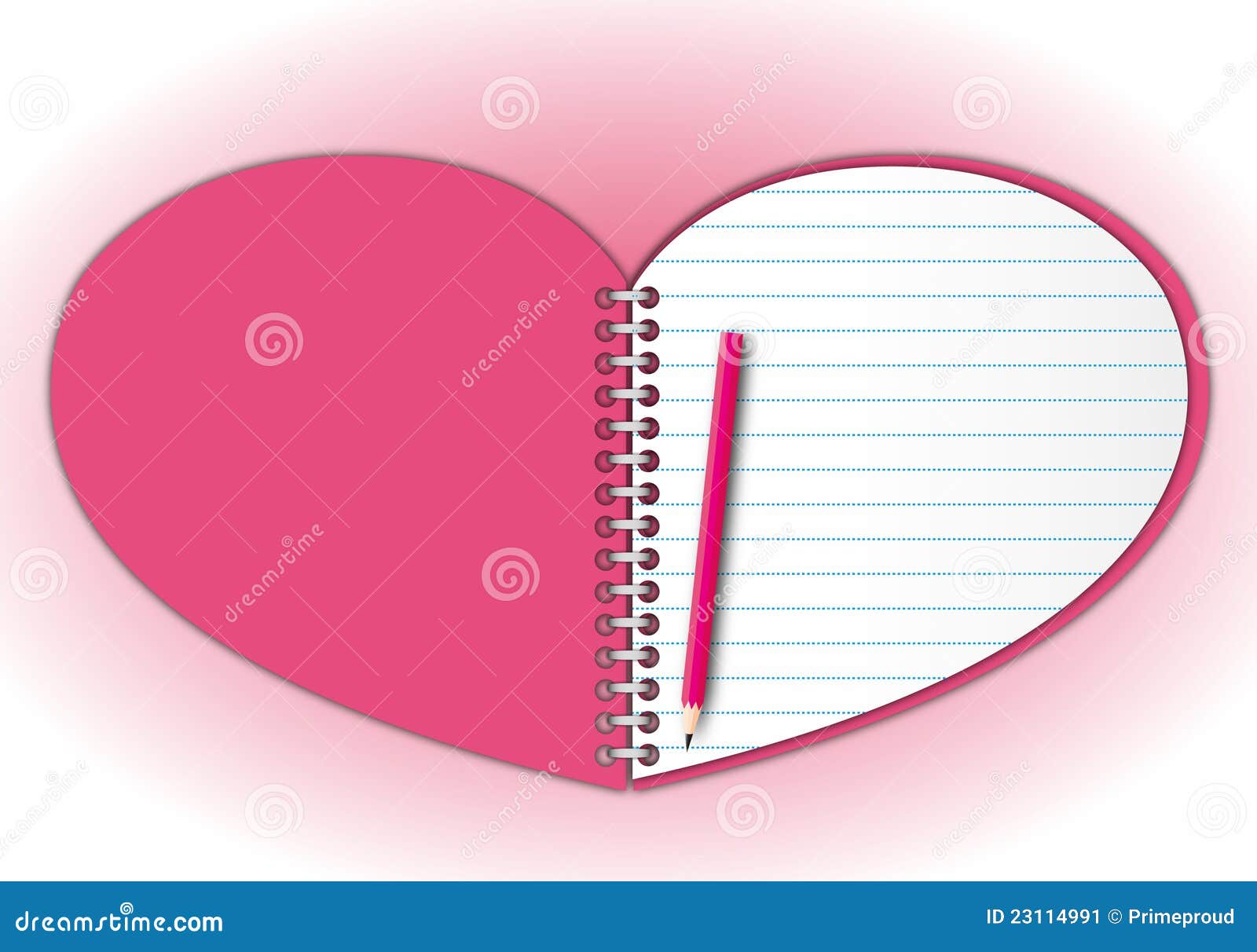 Pink heart notebook stock illustration. Illustration of message - 23114991