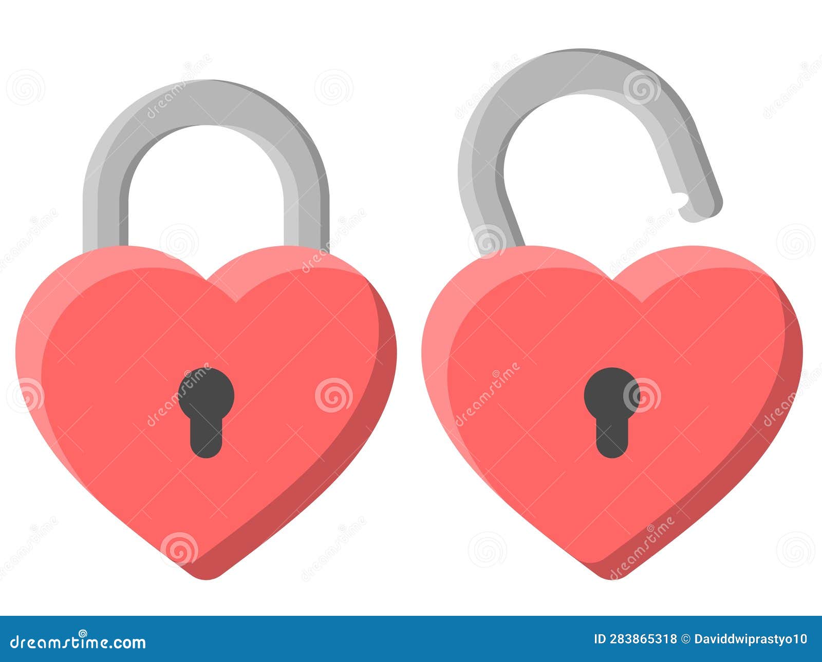 Pink Heart Padlock Vector, Locked and Unlocked Stock Vector ...