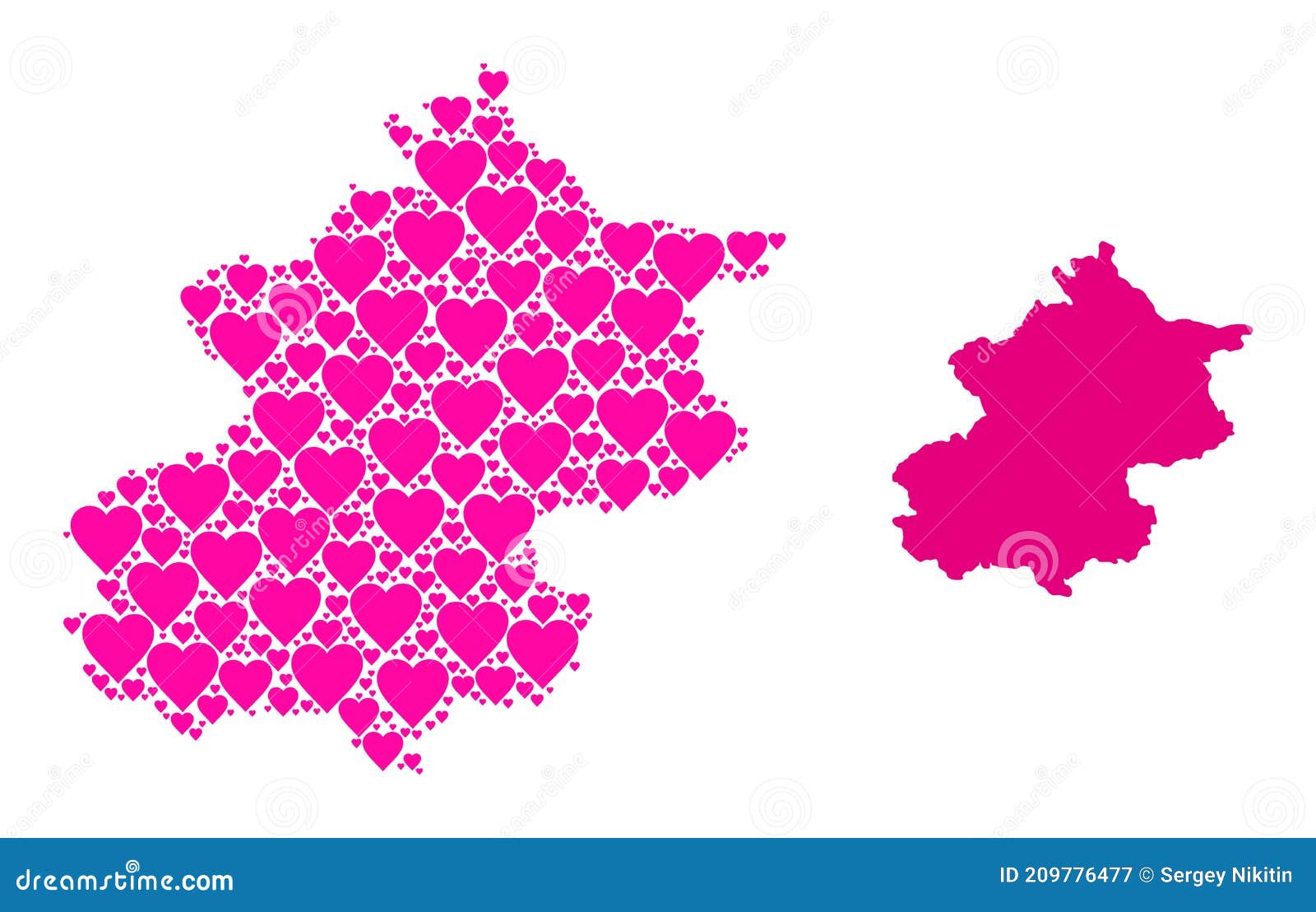 Pink Heart Pattern Map of Beijing Municipality Stock Vector ...