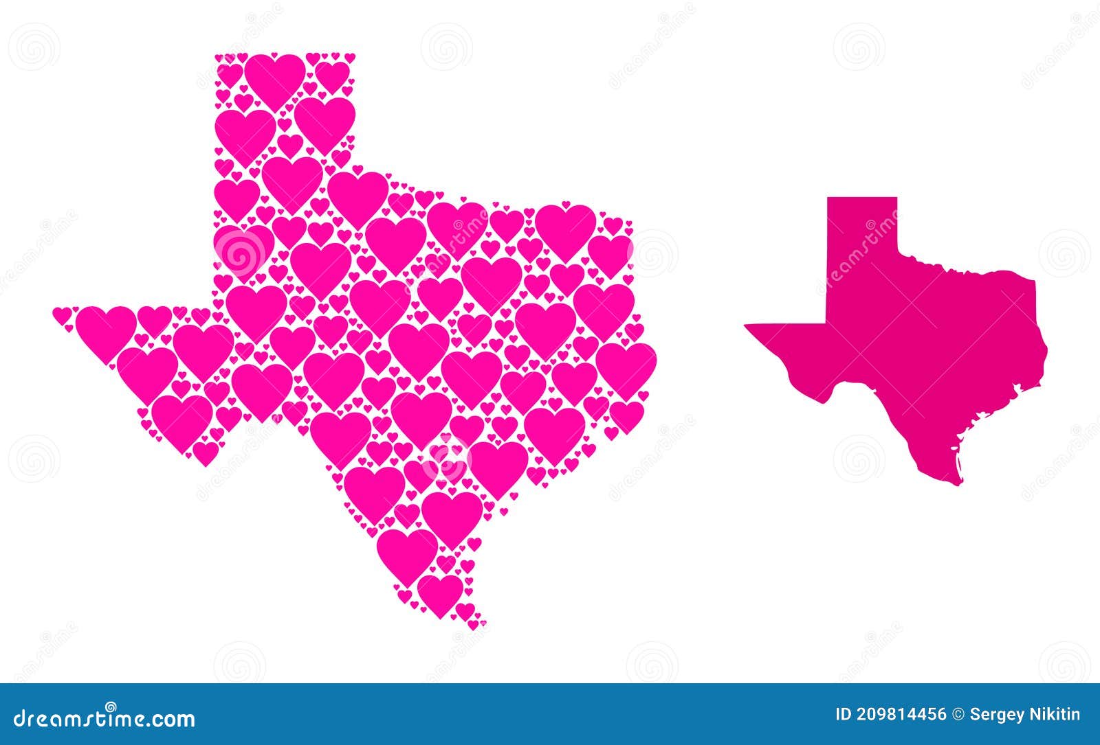 Pink Heart Pattern Map of Texas State Stock Illustration - Illustration ...