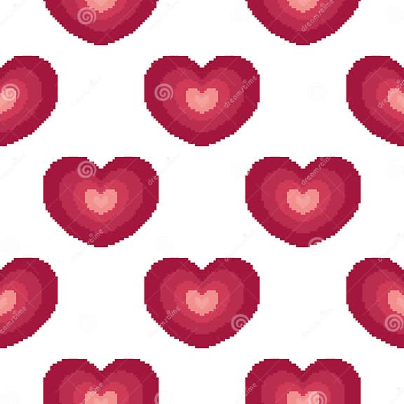 Pink Heart Pixel Seamless Pattern Stock Vector - Illustration of heart ...