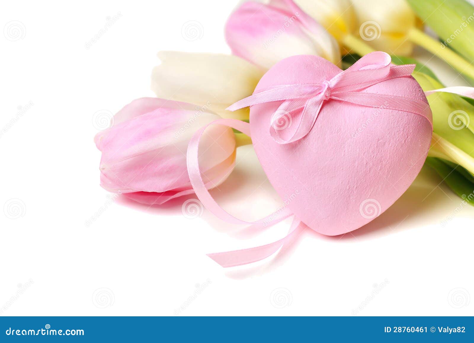 Pink Heart with Ribbon and Flowers. Stock Image - Image of decorative ...