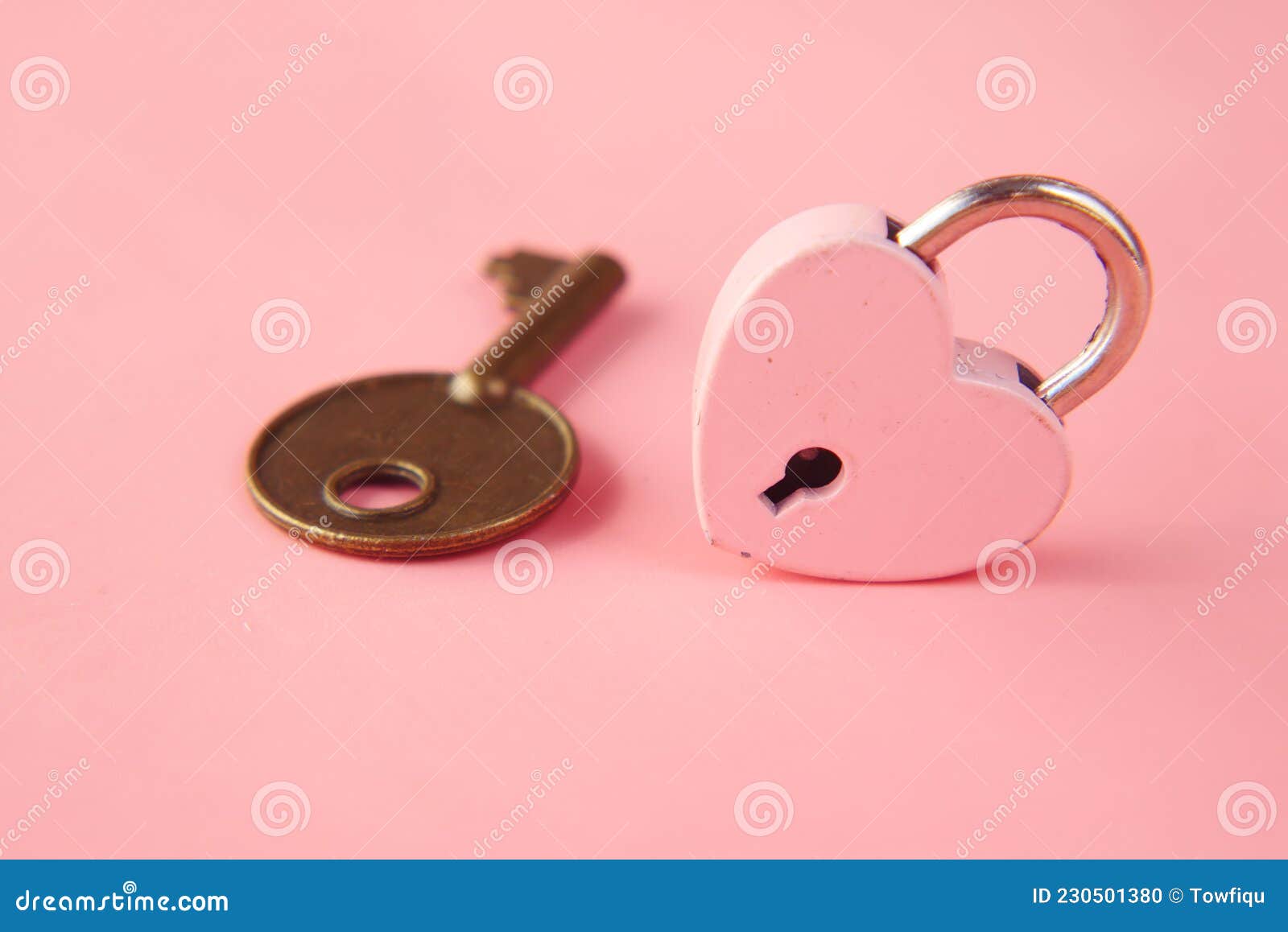 Pink Heart Shape Padlock and Key on Table Stock Photo - Image of heart ...