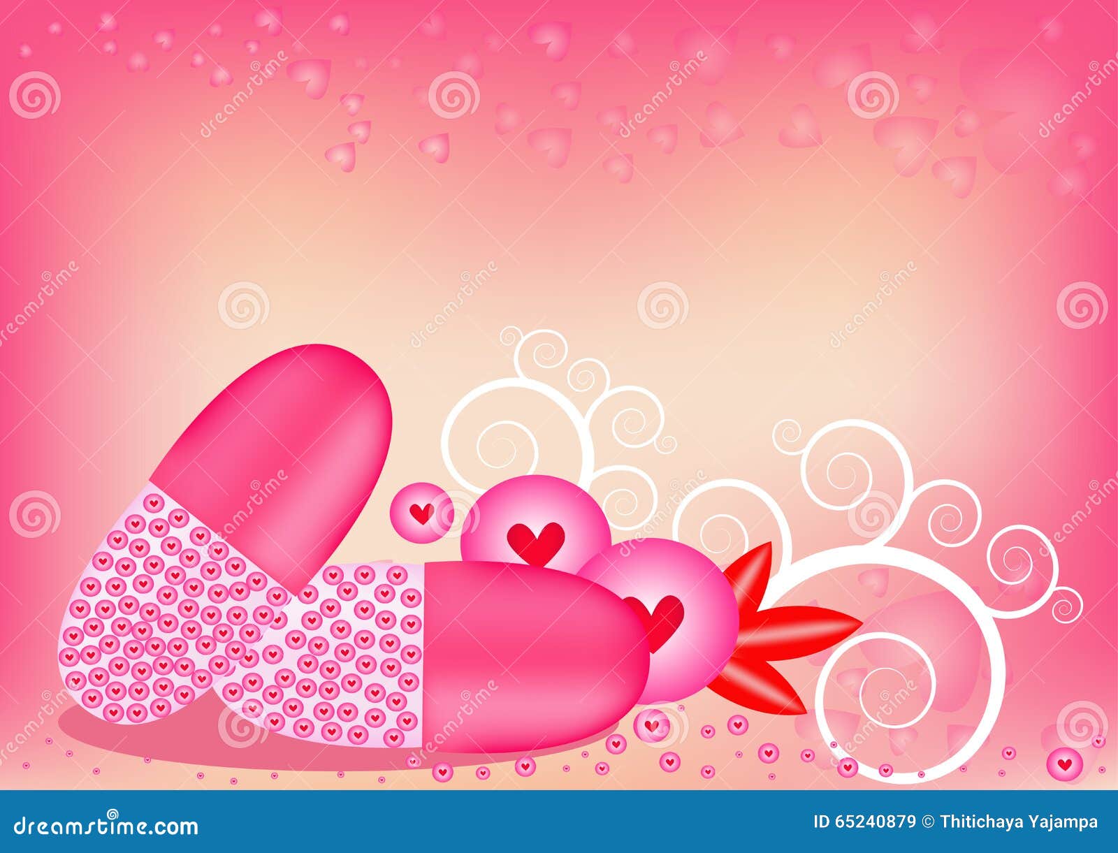 Pink Heart-shaped Capsule in the Capsule. on Background Sweet Pink ...