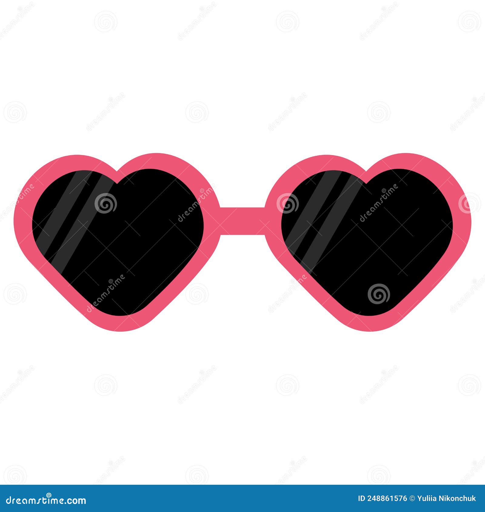 Pink Heart Shaped Sunglasses With Black Lenses Vector Illustration In Flat Style Stock Vector