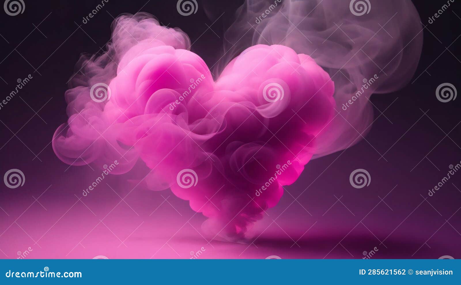 Pink Heart Smoke Dark Background Stock Illustration - Illustration of ...