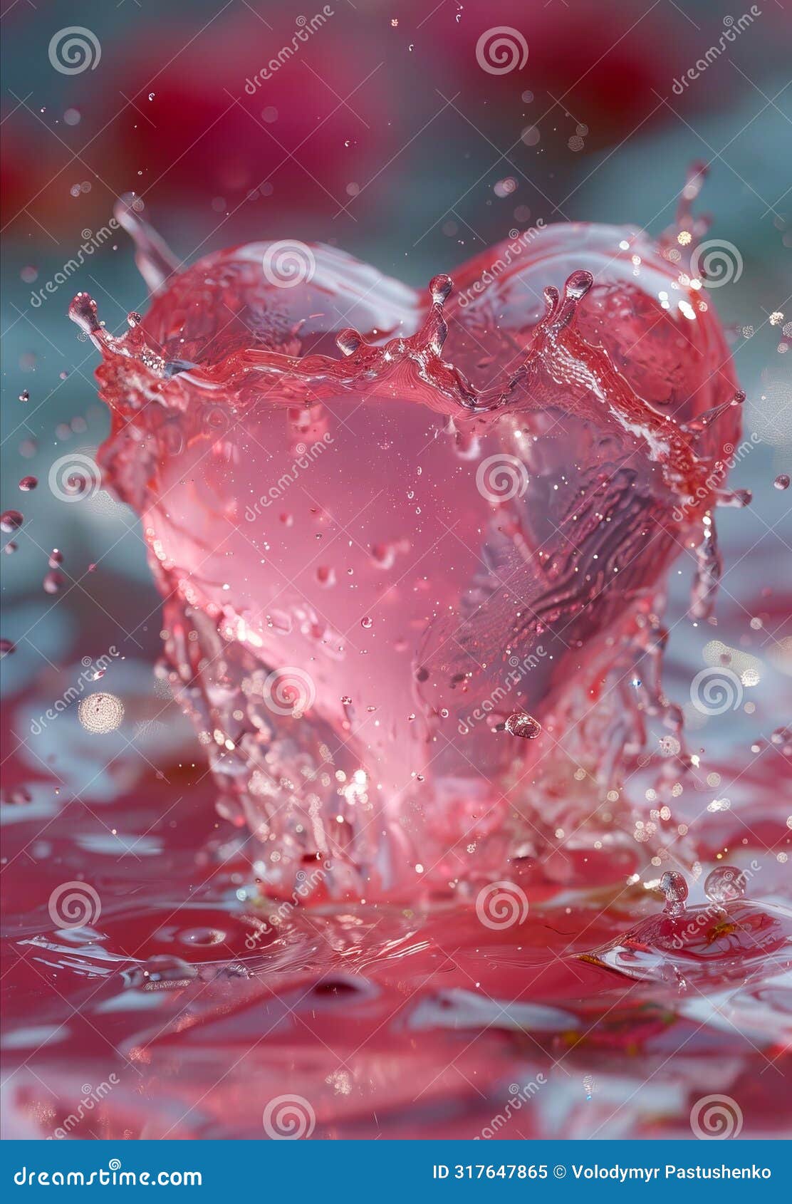 A Pink Heart is Splashed into Water Stock Image - Image of pink, water ...