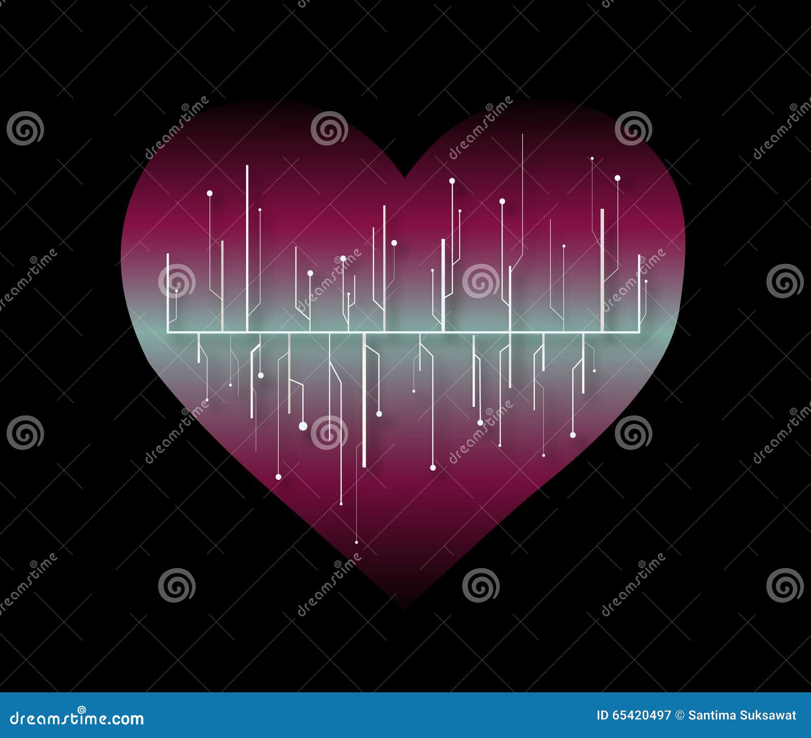 Pink Heart technology stock vector. Illustration of feather - 65420497