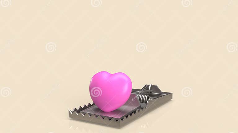 Pink Heart on Trap for Abstract Concept 3d Rendering Stock Illustration ...