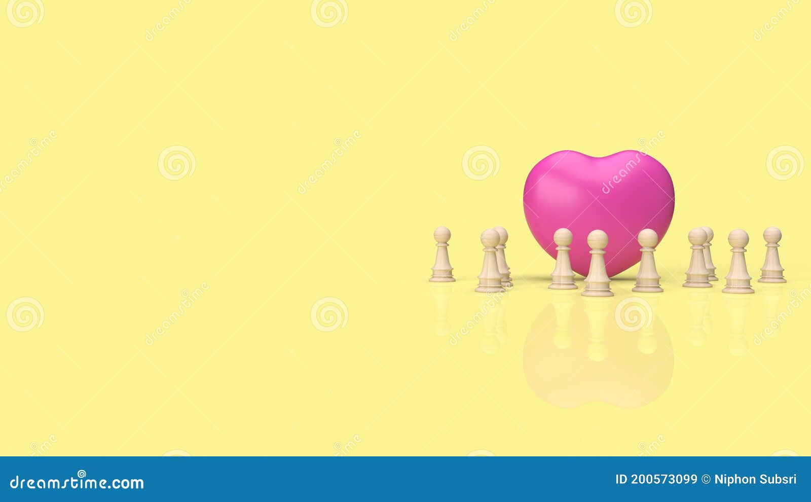 The Pink Heart and Wood Chess for Empathy Content 3d Rendering Stock ...