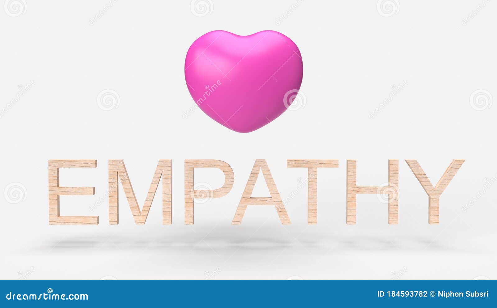 Pink Hearth and Empathy Wood Text 3d Rendering for Background Content ...
