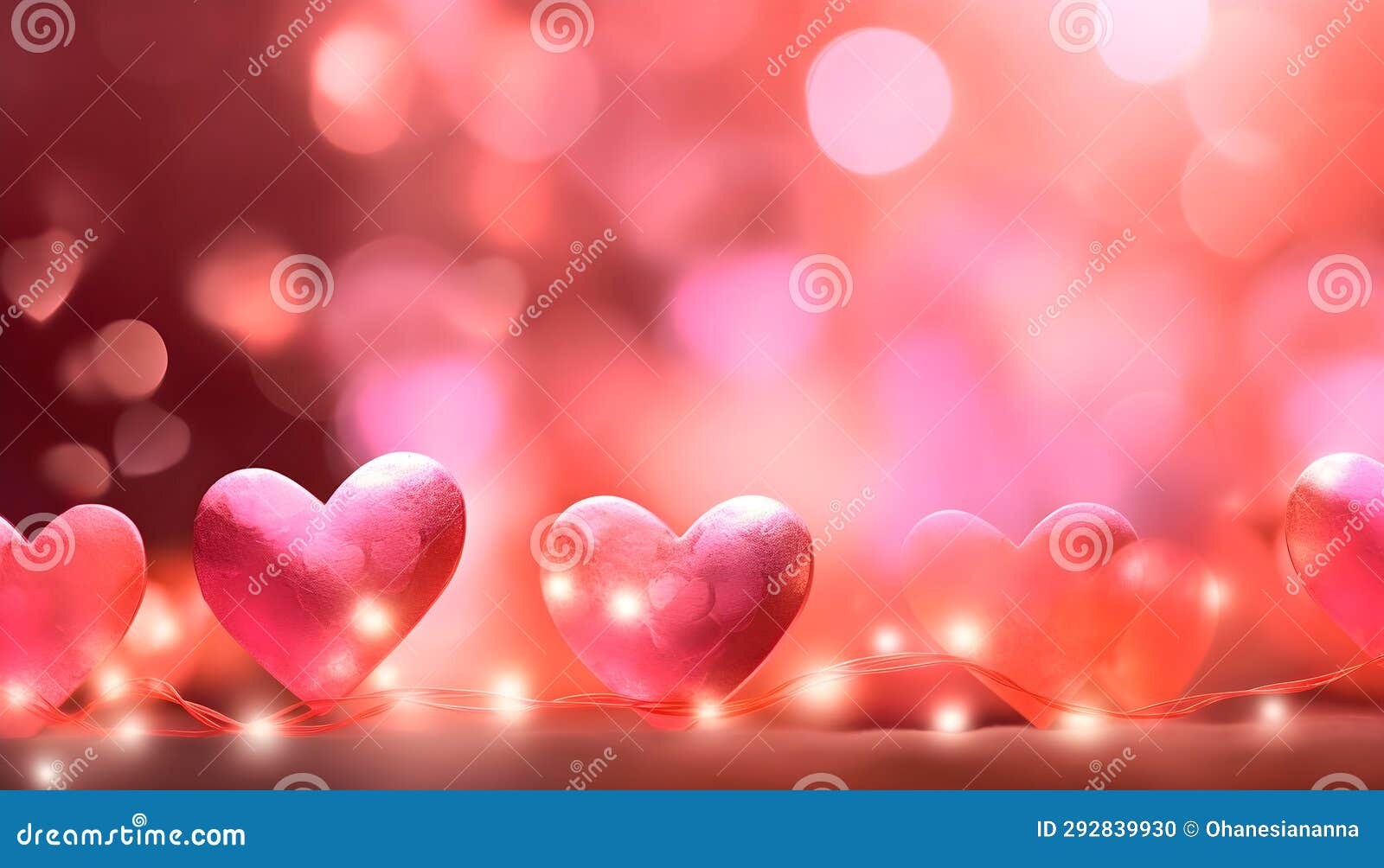 Pink Hearts, Defocused Lights Background. Abstract Blurry Festive ...