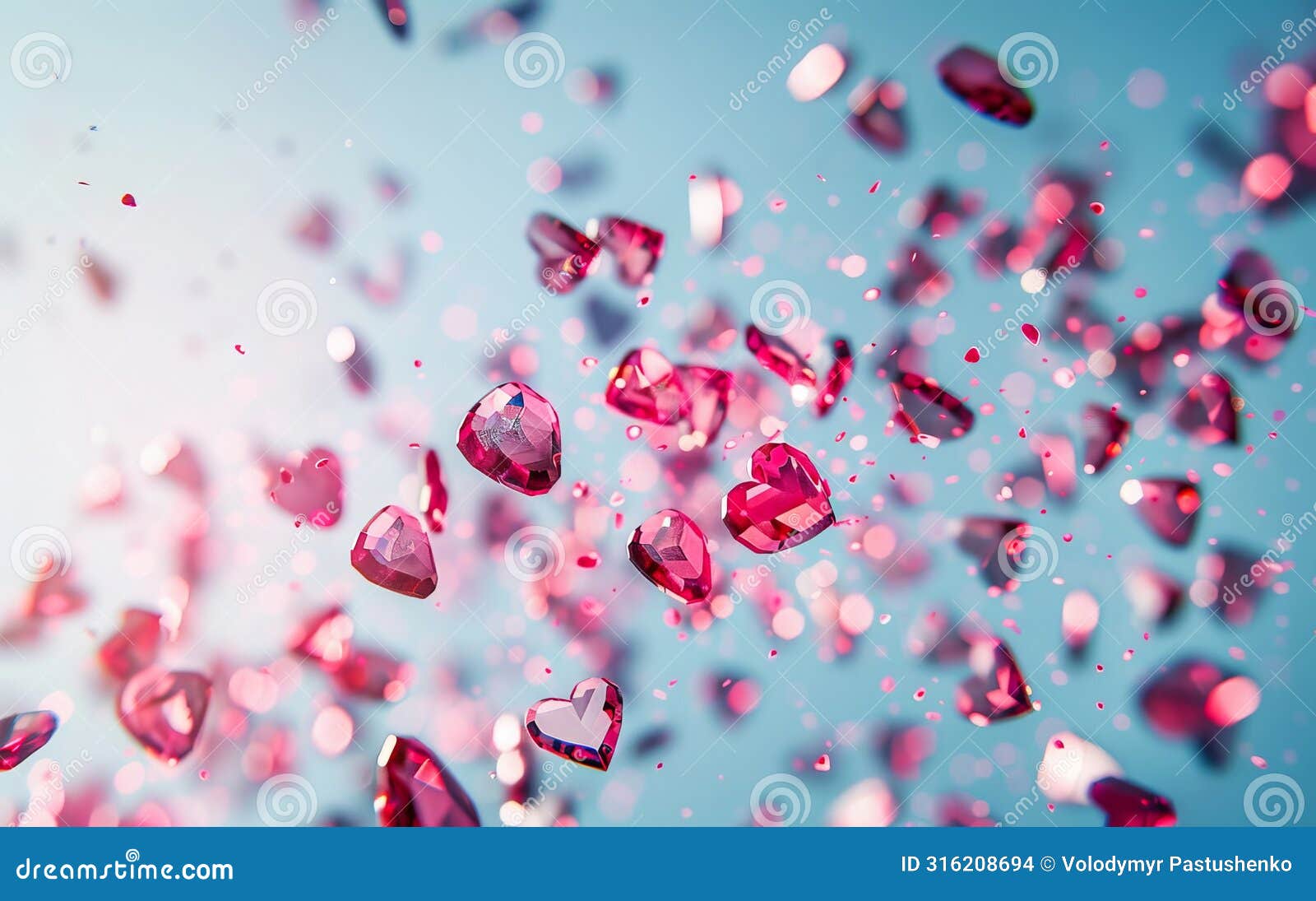 Pink Hearts Falling from the Sky Stock Photo - Image of generated, pink ...