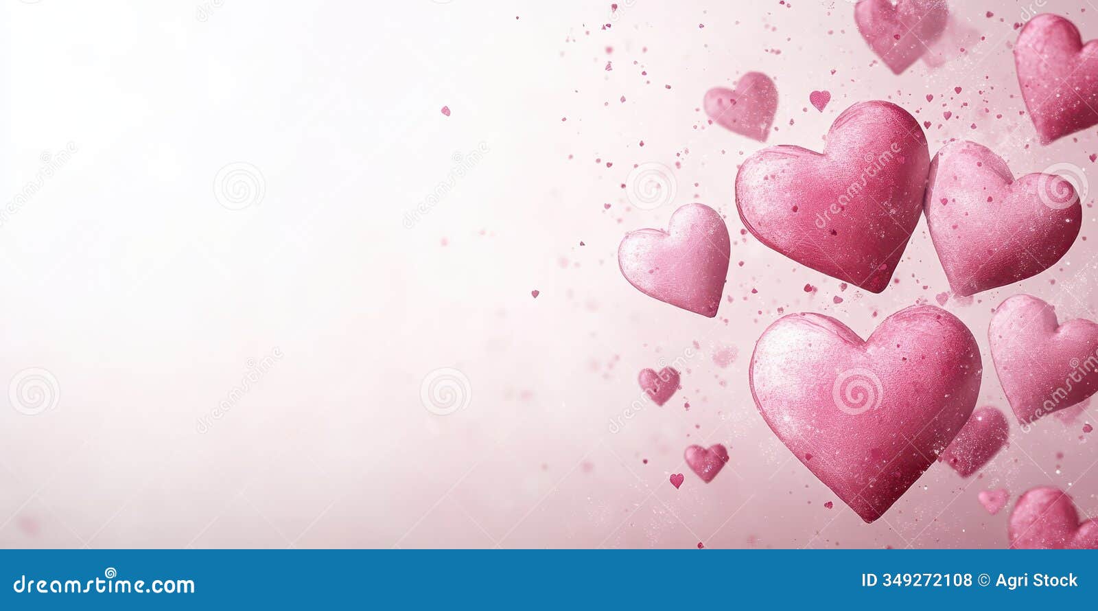 Pink Hearts Floating in a Soft Pink Background with Glitter Stock ...