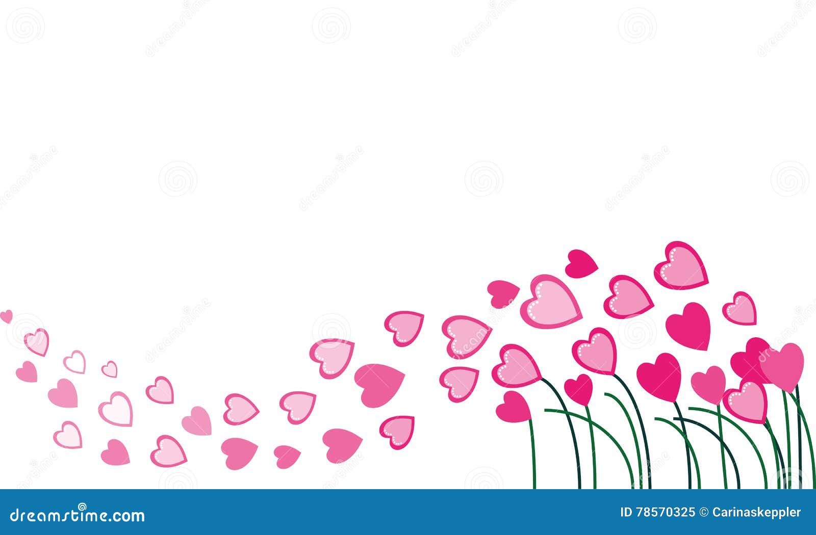 Pink Hearts Flying in the Wind Stock Illustration - Illustration of ...