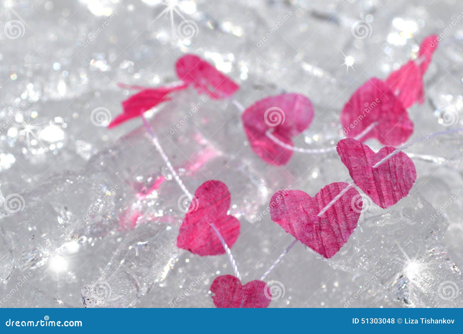 Pink hearts frozen in ice stock photo. Image of winter - 51303048