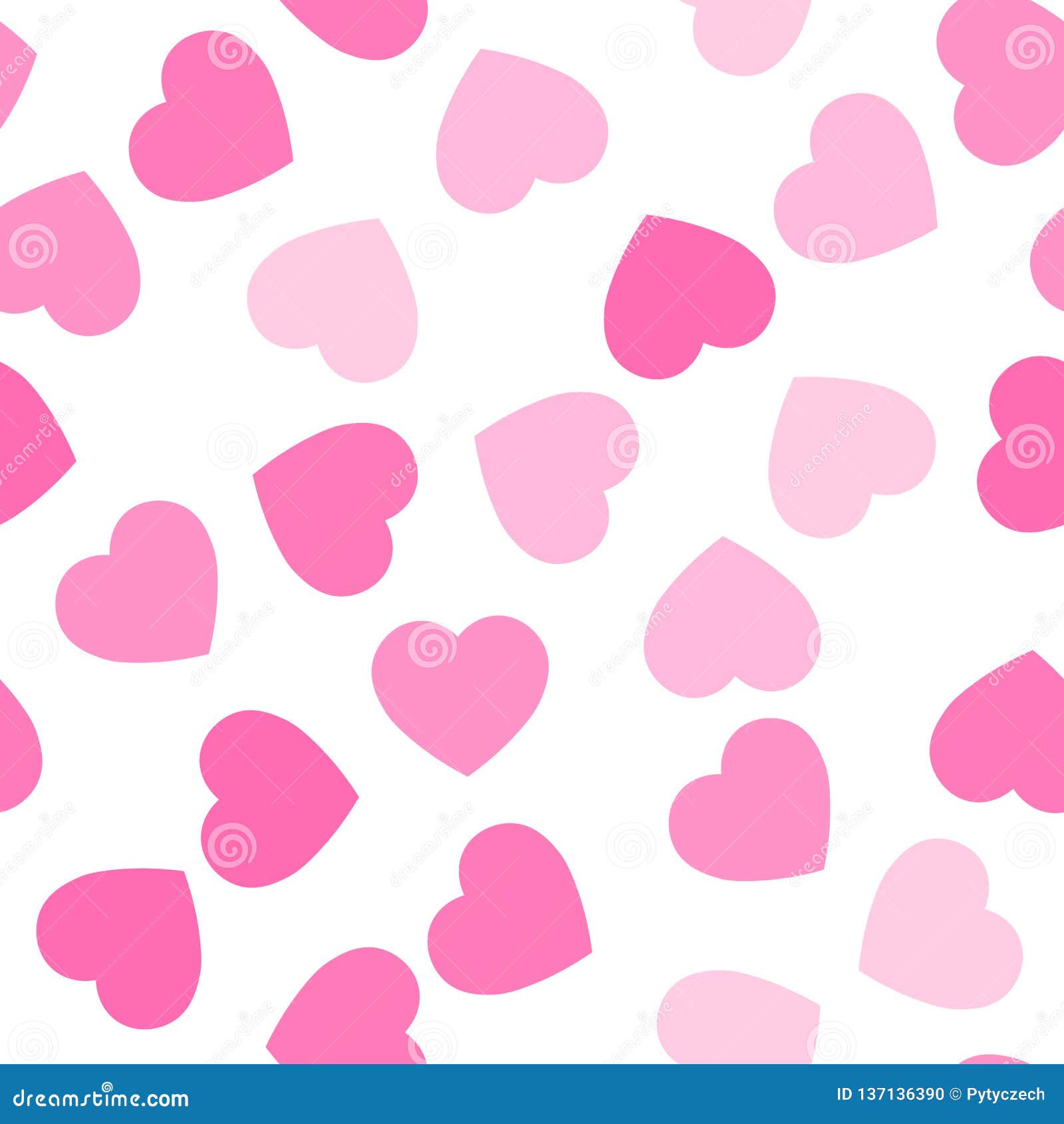 Pink Hearts Seamless Pattern. Random Scattered Hearts Background. Love ...