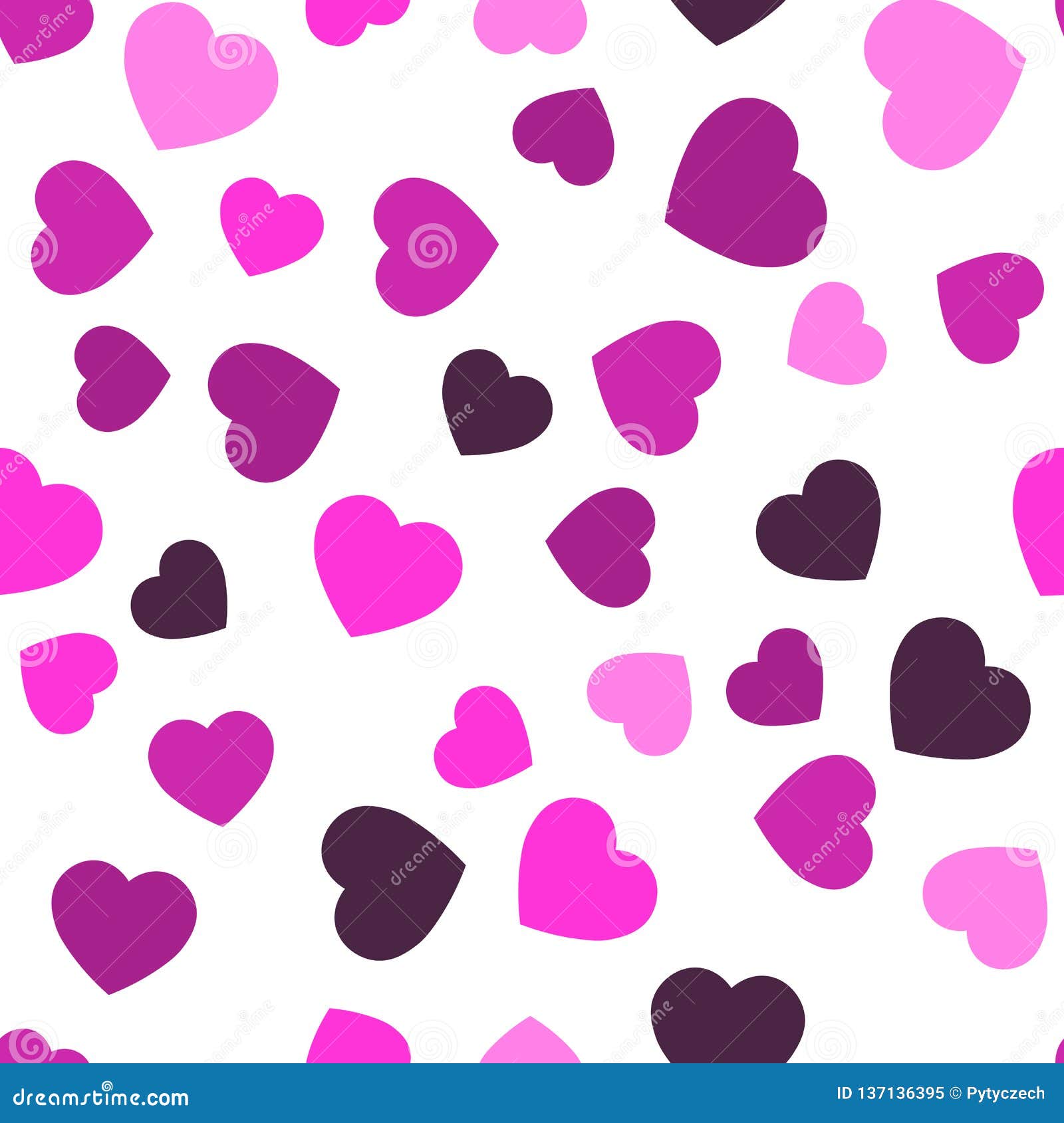 Pink Hearts Seamless Pattern. Random Scattered Hearts Background. Love ...
