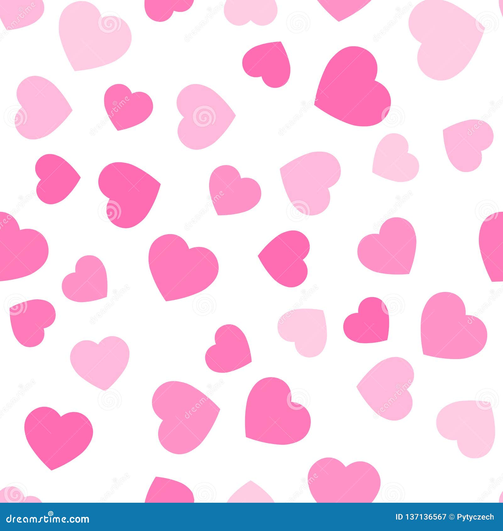 Pink Hearts Seamless Pattern. Random Scattered Hearts Background. Love ...