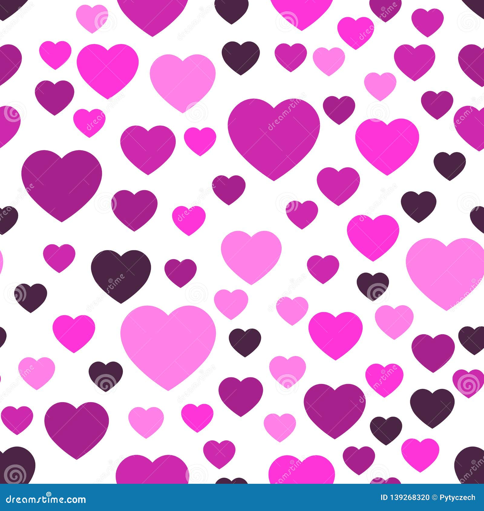 Pink Hearts Seamless Pattern. Random Scattered Hearts Background. Love ...