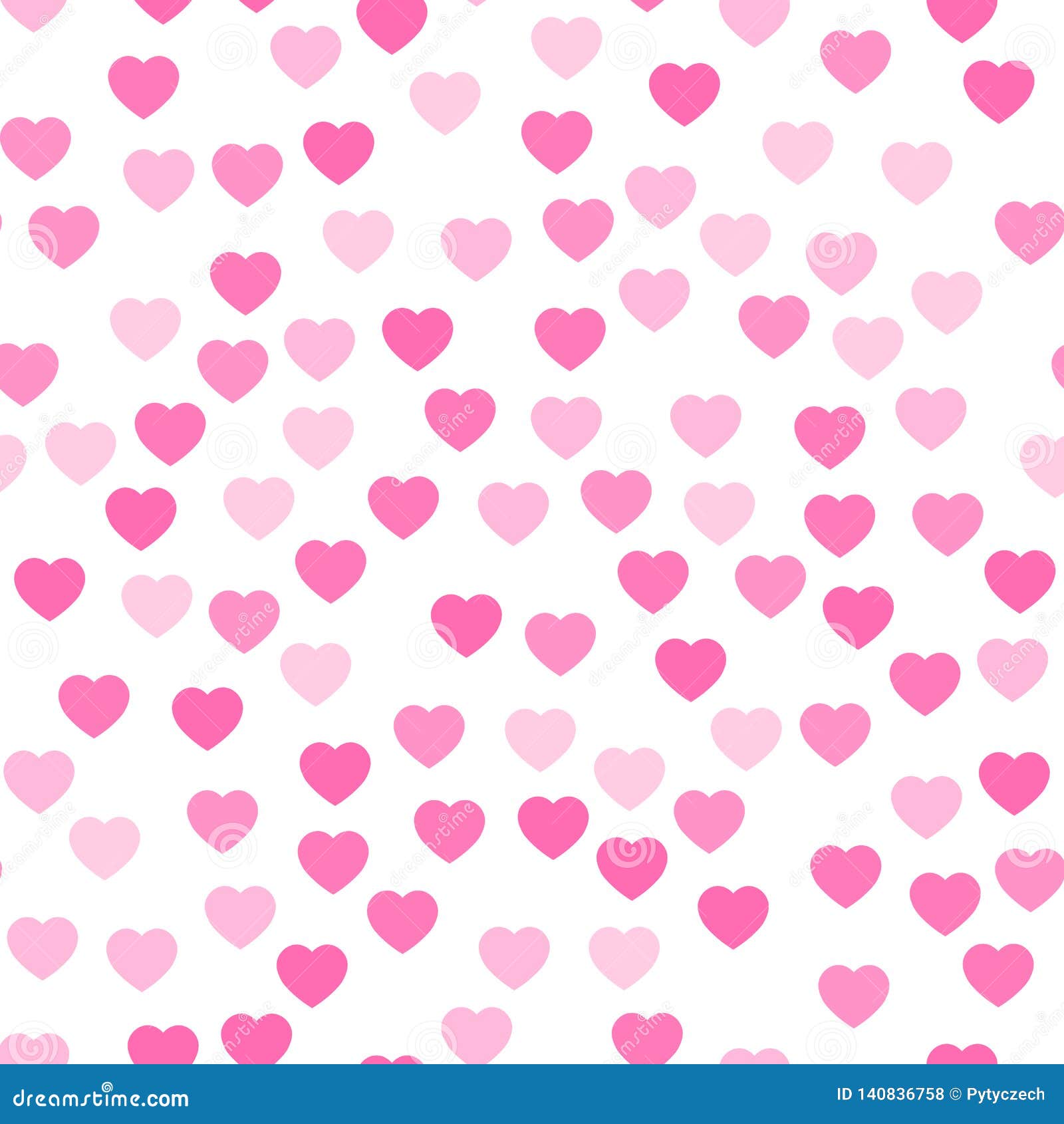 Pink Hearts Seamless Pattern. Random Scattered Hearts Background. Love ...