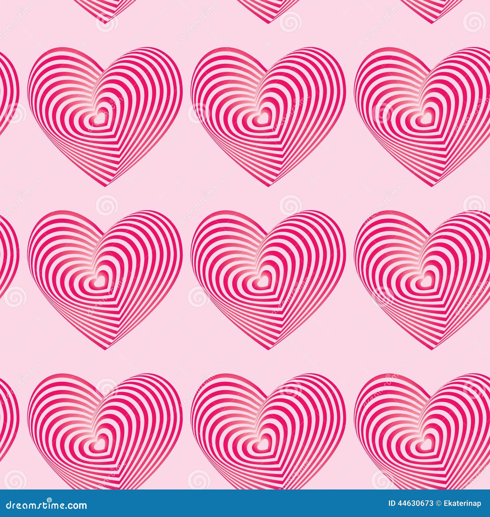 Pink Hearts Seamless Patterns. Optical Illusion 3d Three-dimensional ...