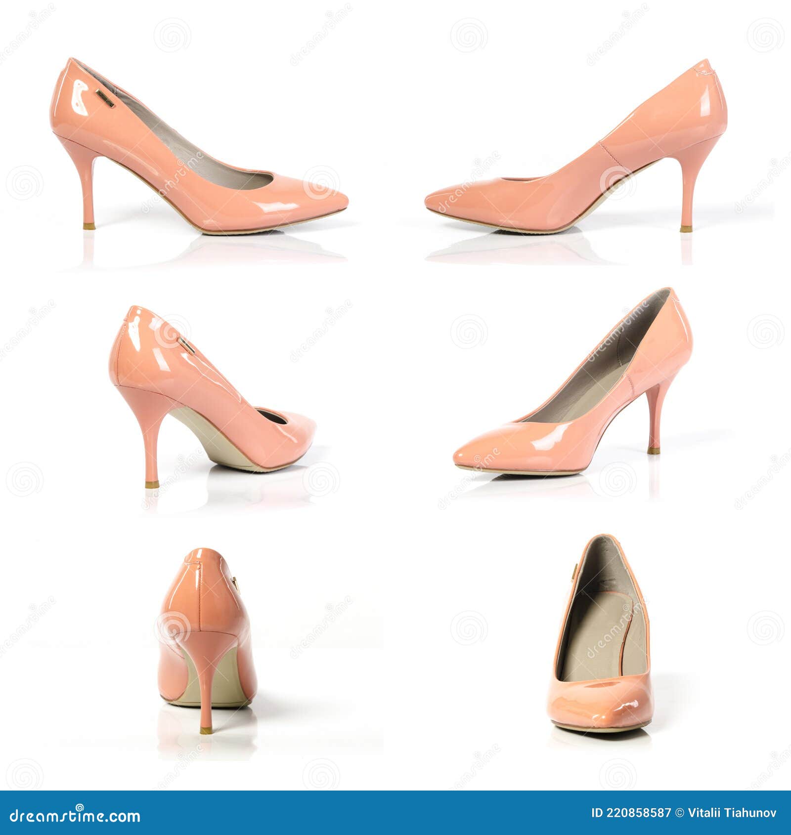 Pink Heels in Different Angles on a White Background Stock Image ...
